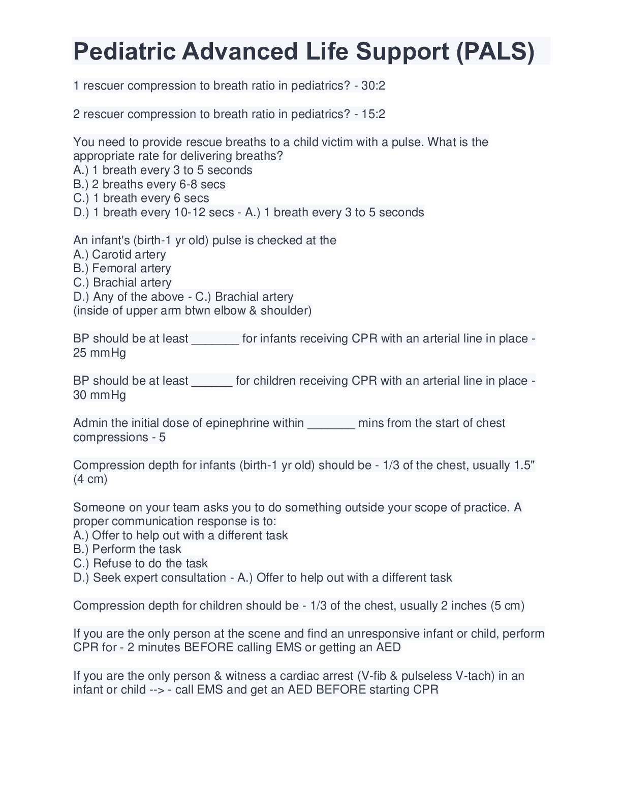 Pediatric Advanced Life Support (PALS) - Scholarfriends