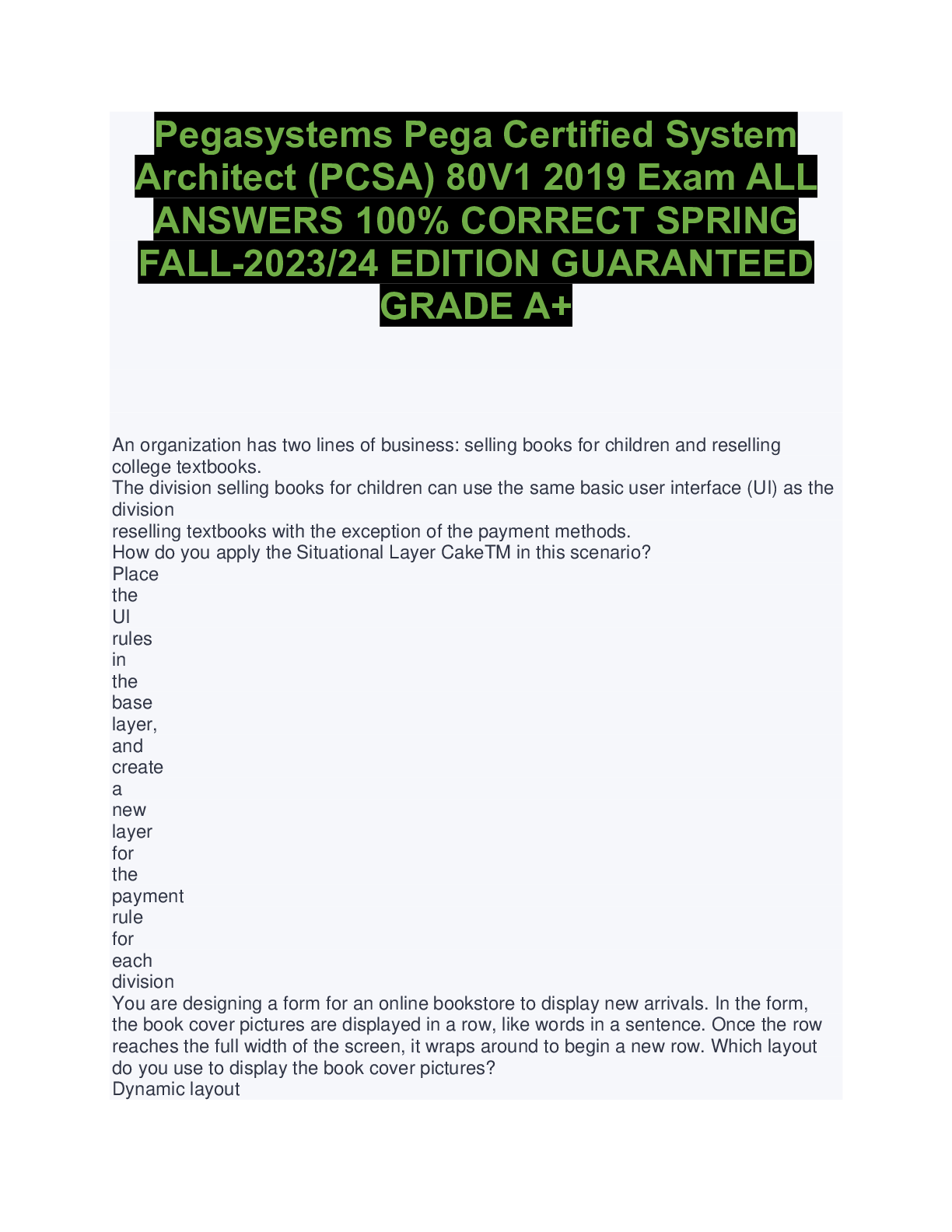 Pegasystems Pega Certified System Architect (PCSA) 80V1 2019 Exam ALL ...