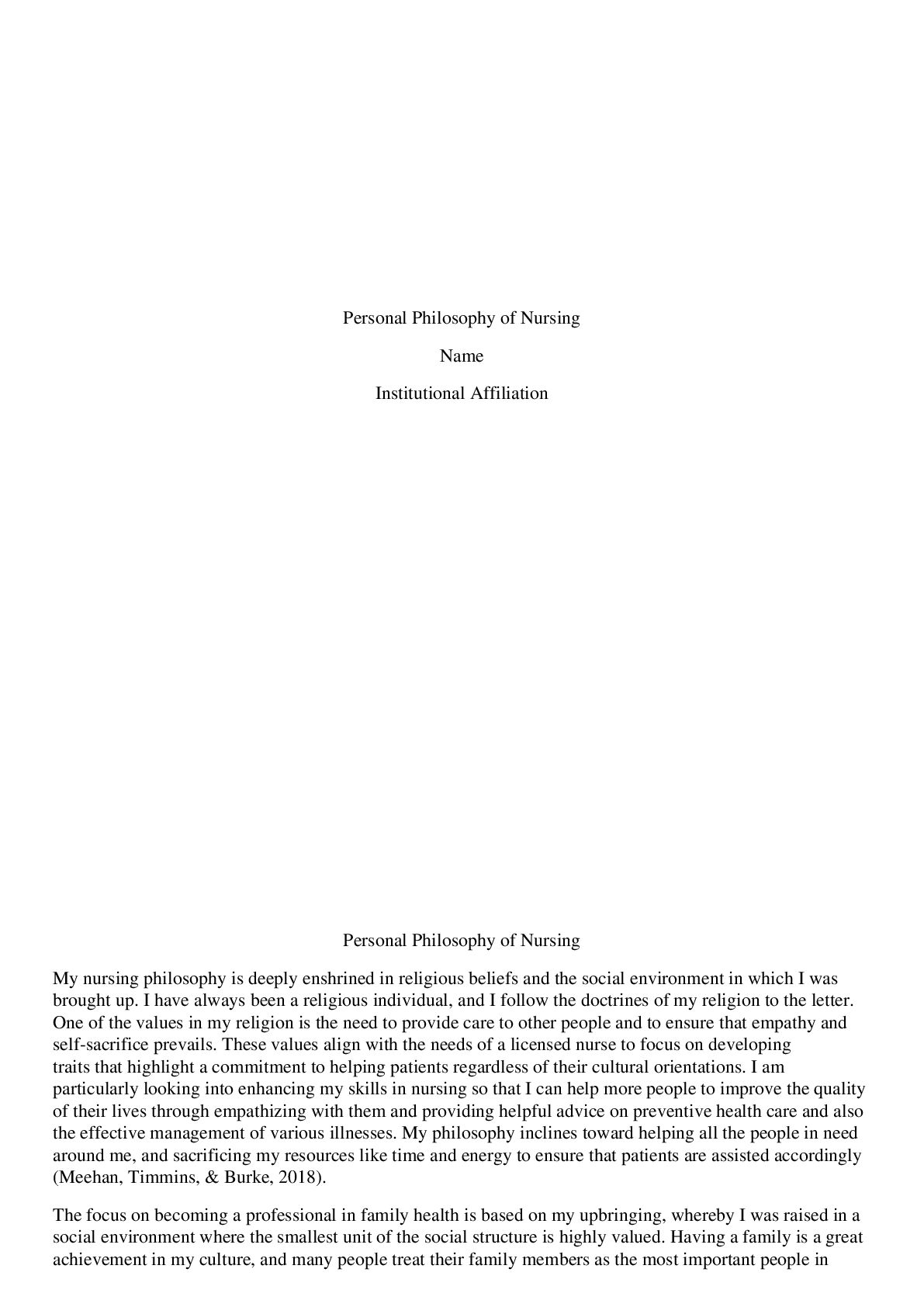 Personal Philosophy of Nursing - Scholarfriends