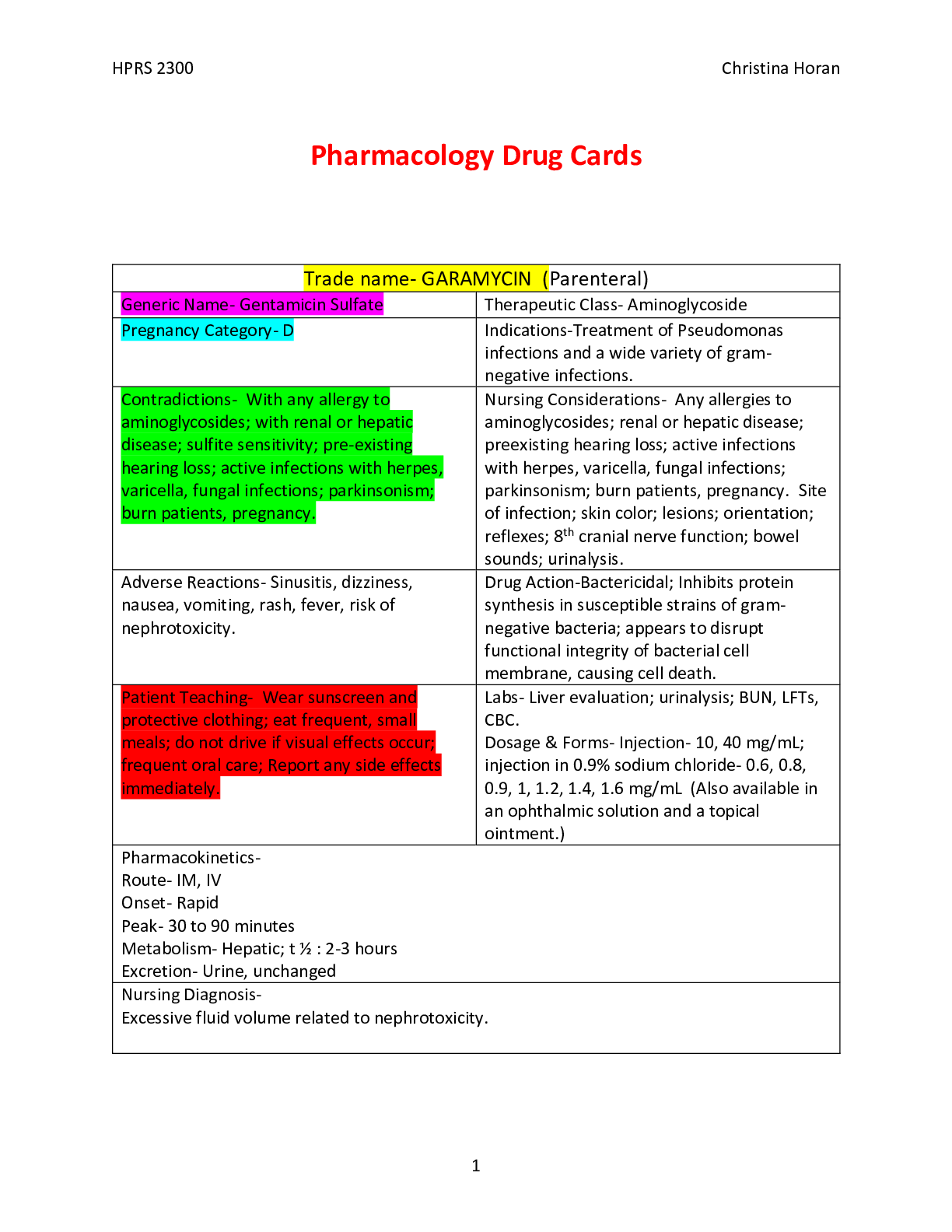 NURS 3115 Pharmacology Drug Cards (Complete Guide) – Scholarfriends ...