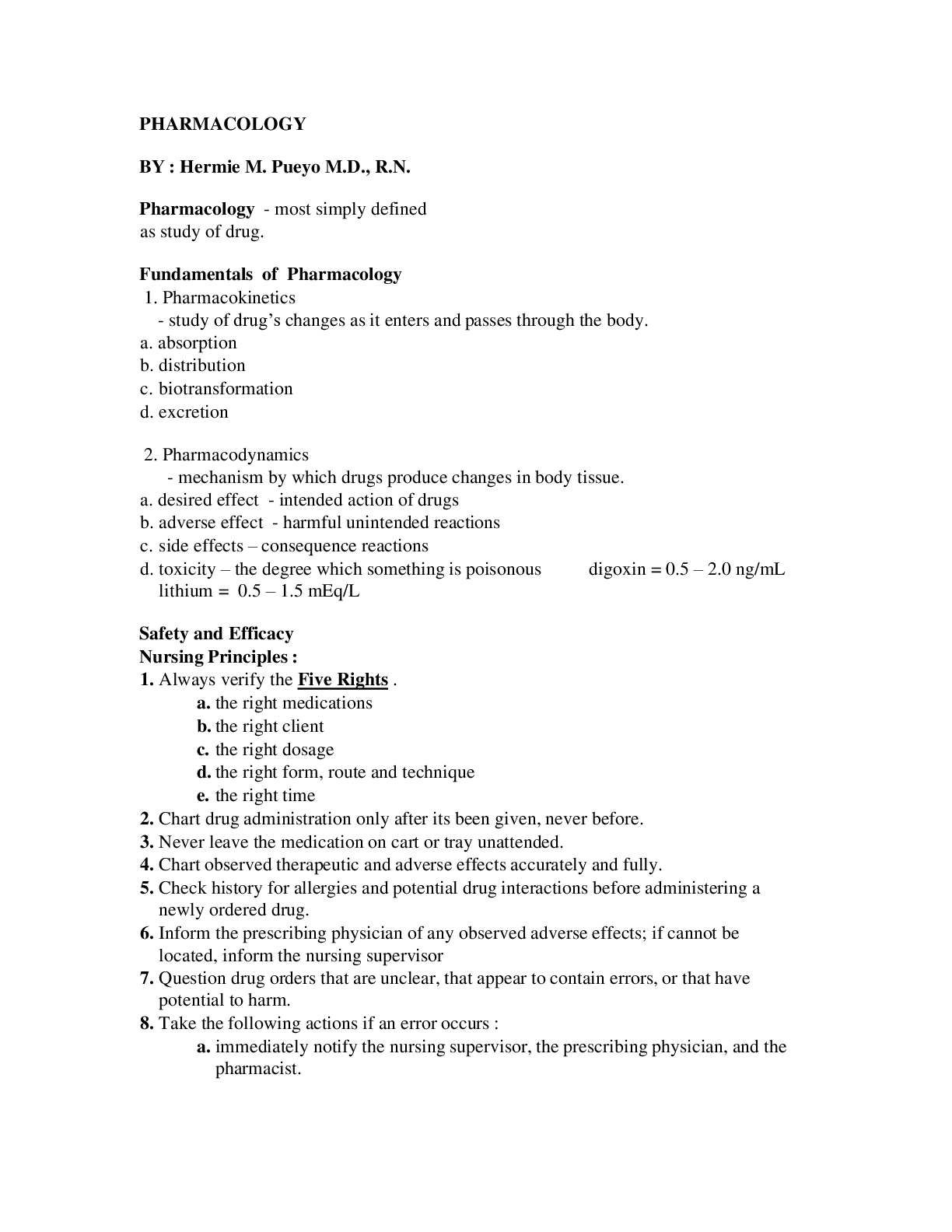 Pharmacology Notes study guide – Scholarfriends - Scholarfriends