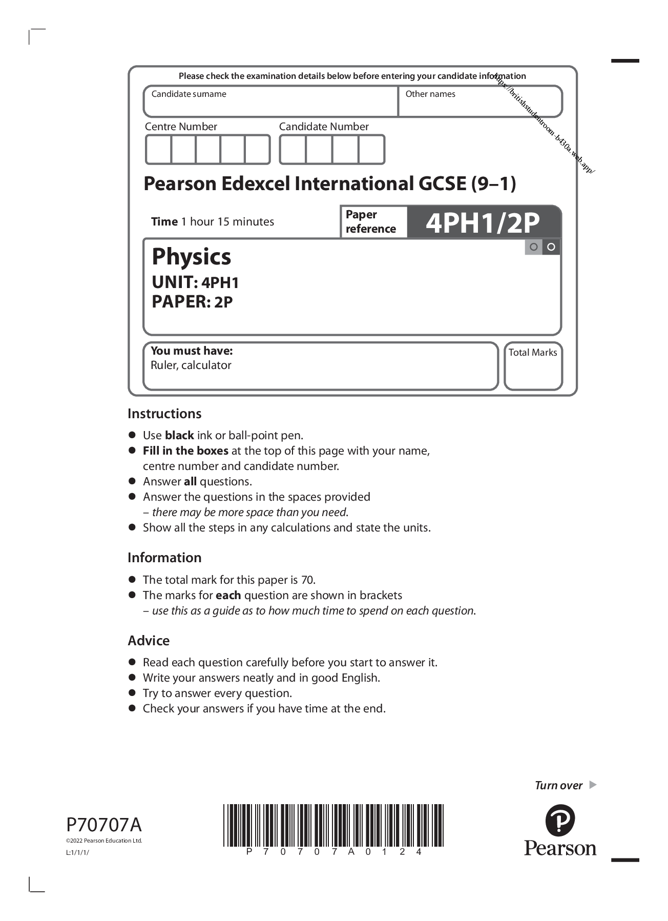 Pearson Edexcel International GCSE (9–1)_Physics_4PH1/2P Question Paper ...