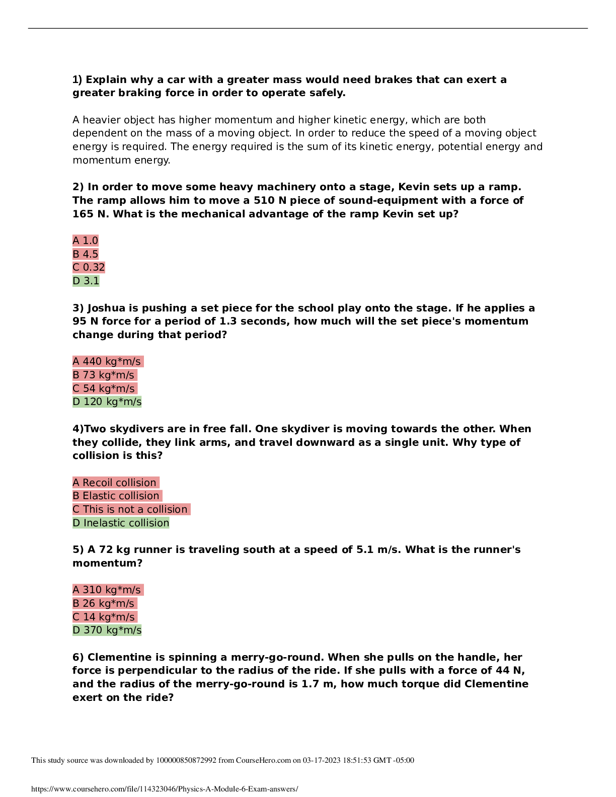 Physics_A_Module_6_Exam_answers - Arizona State University PHY MISC ...