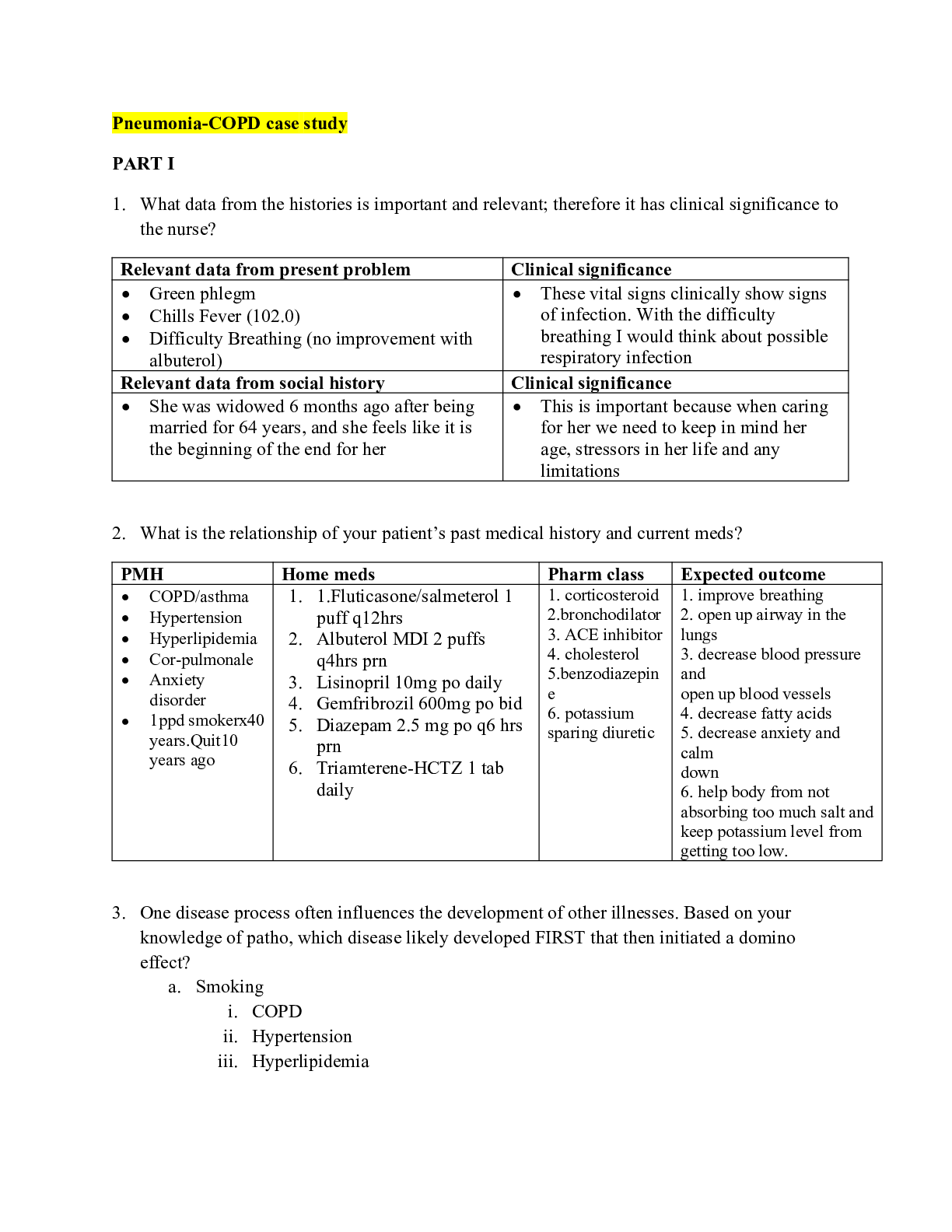 Pneumonia-COPD case study | ScholarFriends