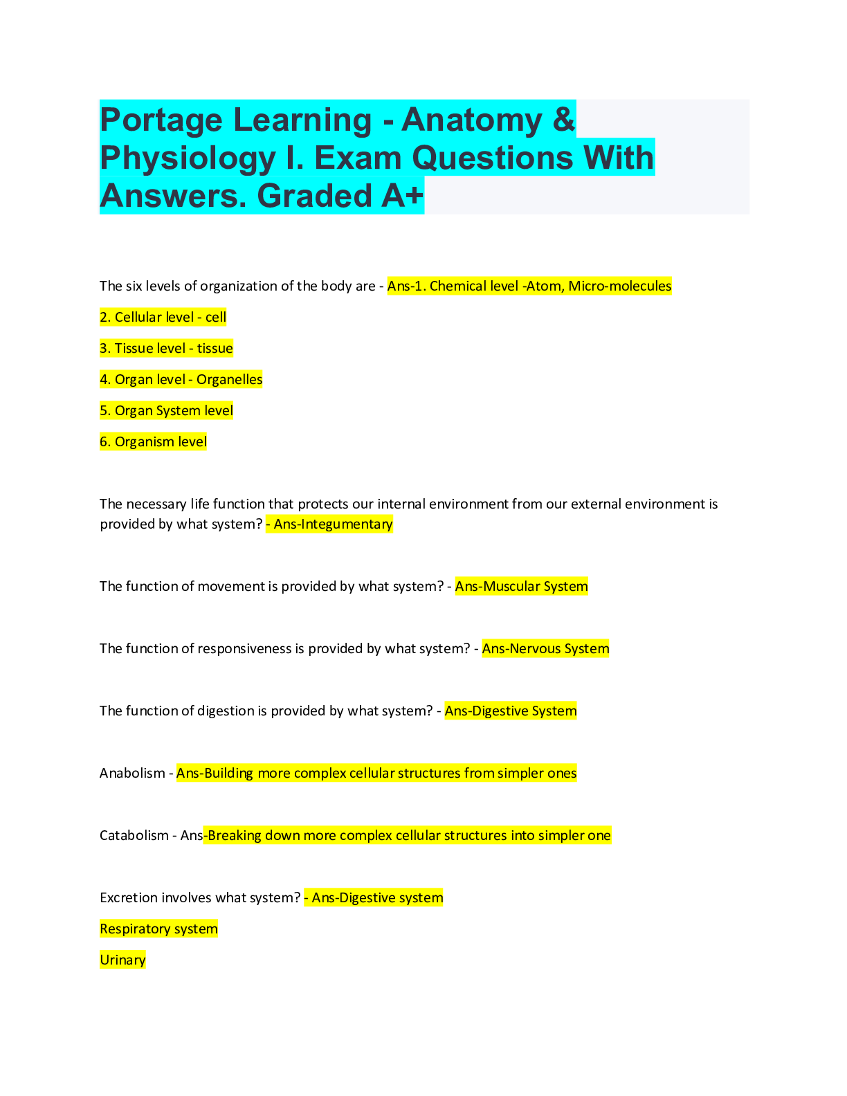 Portage Learning: A&P 1 Module 5 - Muscular System 2022 - Scholarfriends