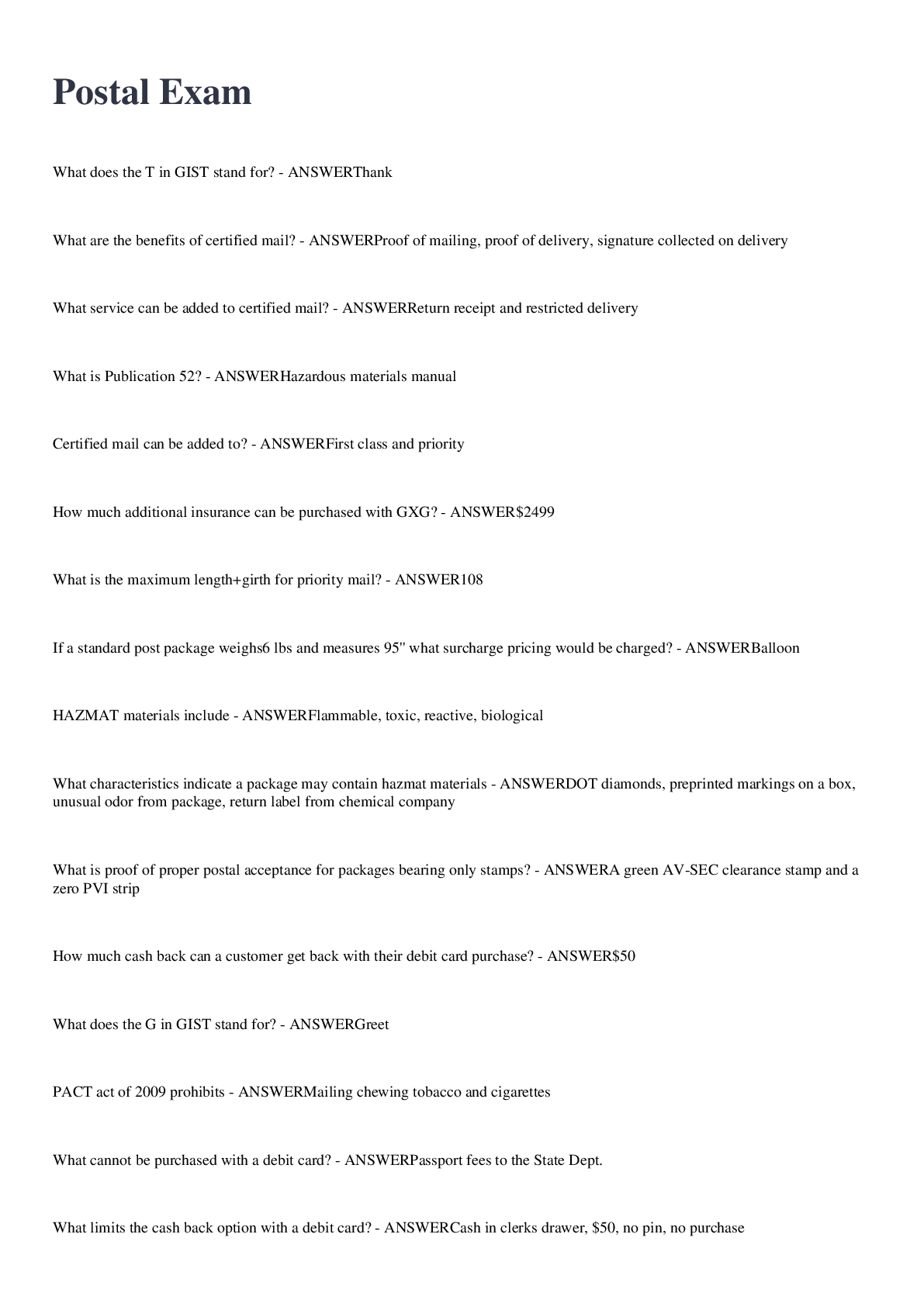 Postal Exam Questions With Answers 2022 - Scholarfriends