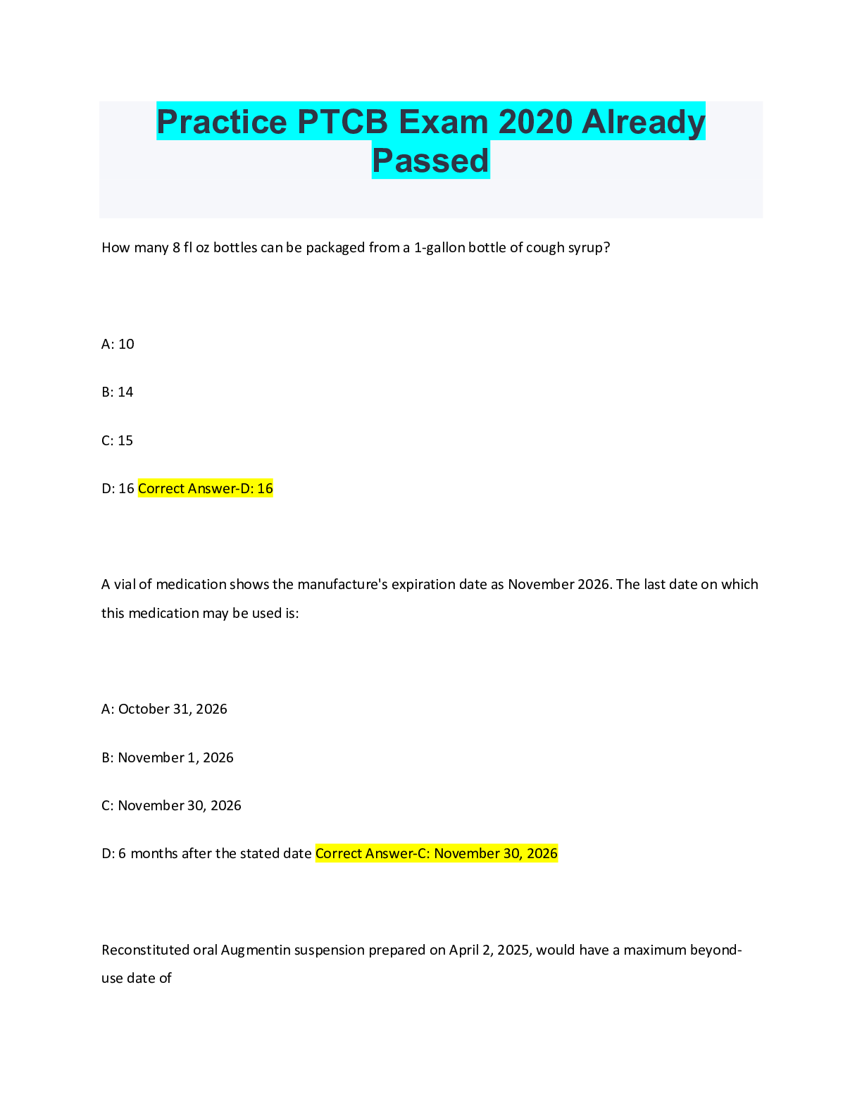Practice PTCB Exam 2020 Already Passed – Scholarfriends - Scholarfriends