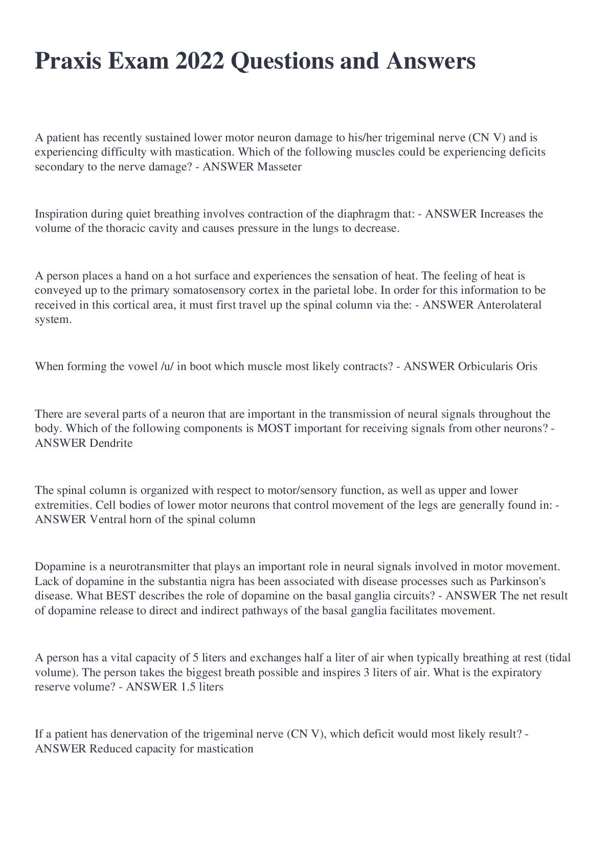 Praxis Exam 2022 Questions and Answers - Scholarfriends