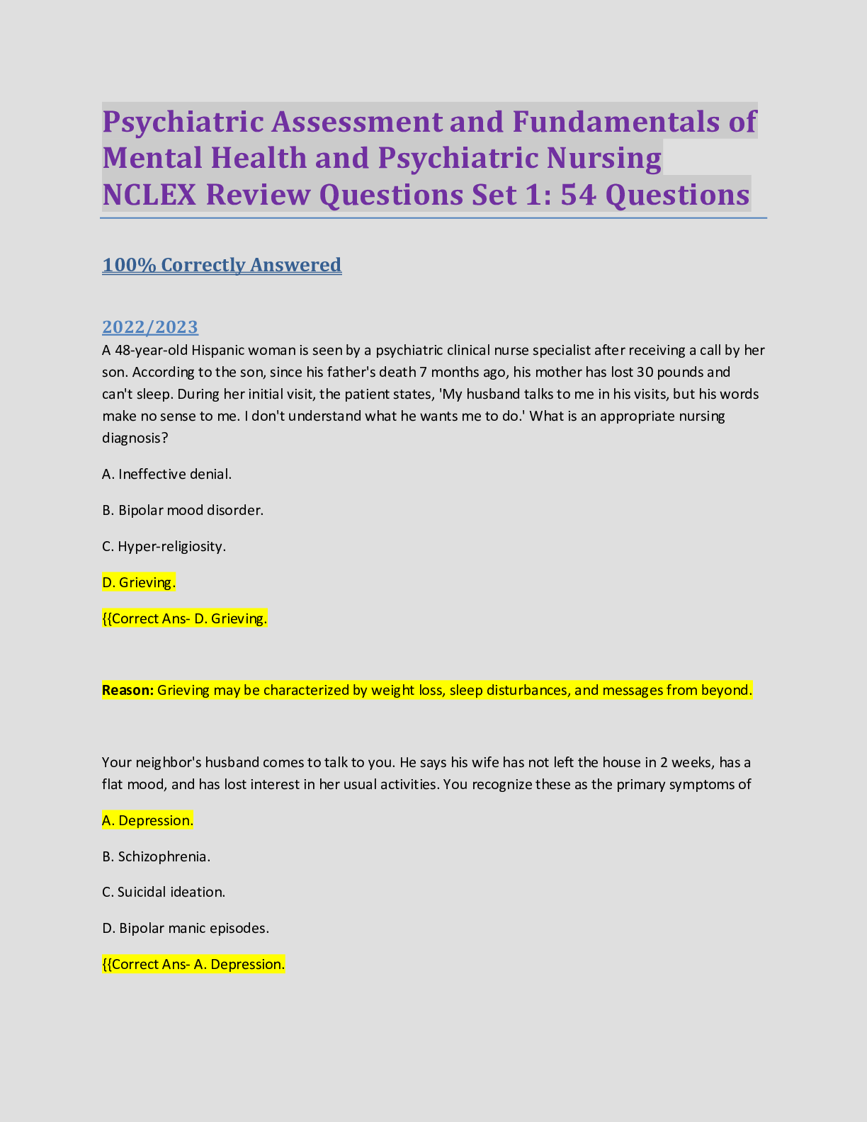 Psychiatric Assessment and Fundamentals of Mental Health and ...