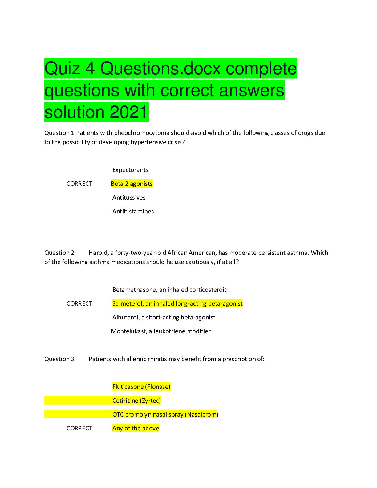 Quiz 4 Questions.docx complete questions with correct answers solution ...