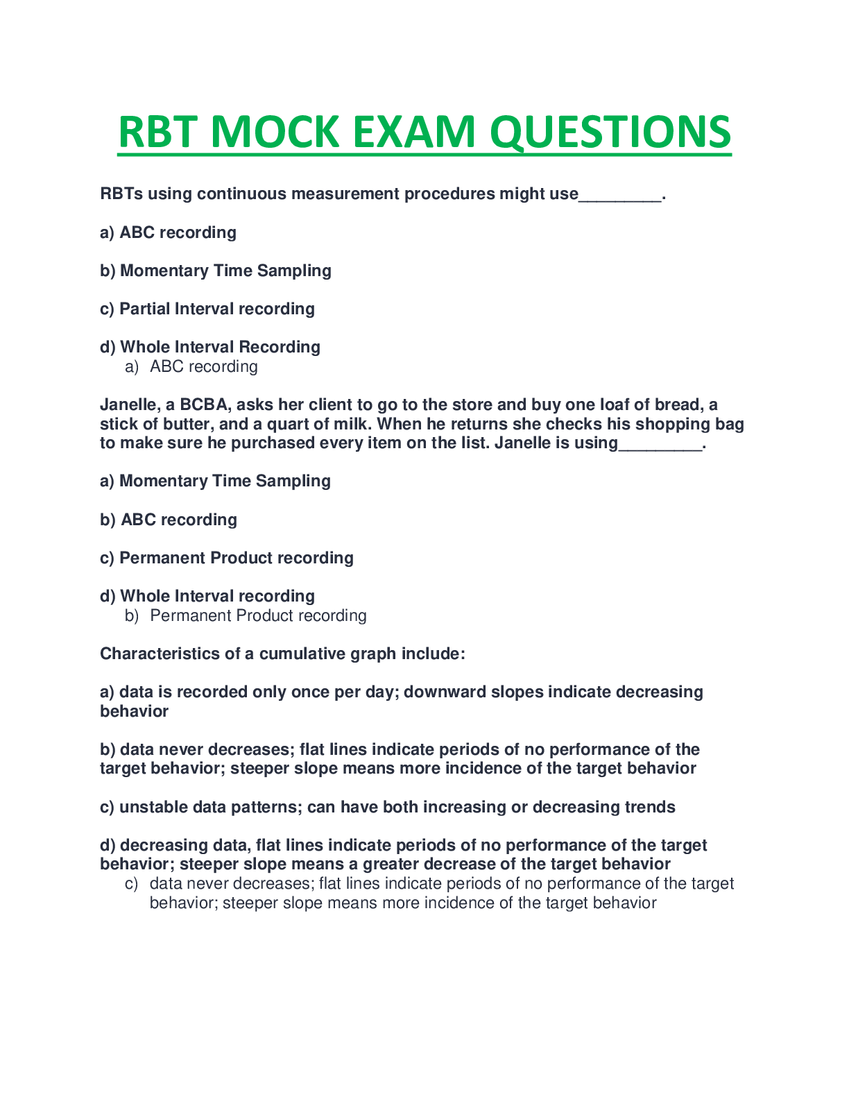 RBT MOCK ACTUAL EXAM QUESTIONS AND ANSWERS COMPLETE GUIDE SOLUTION ...