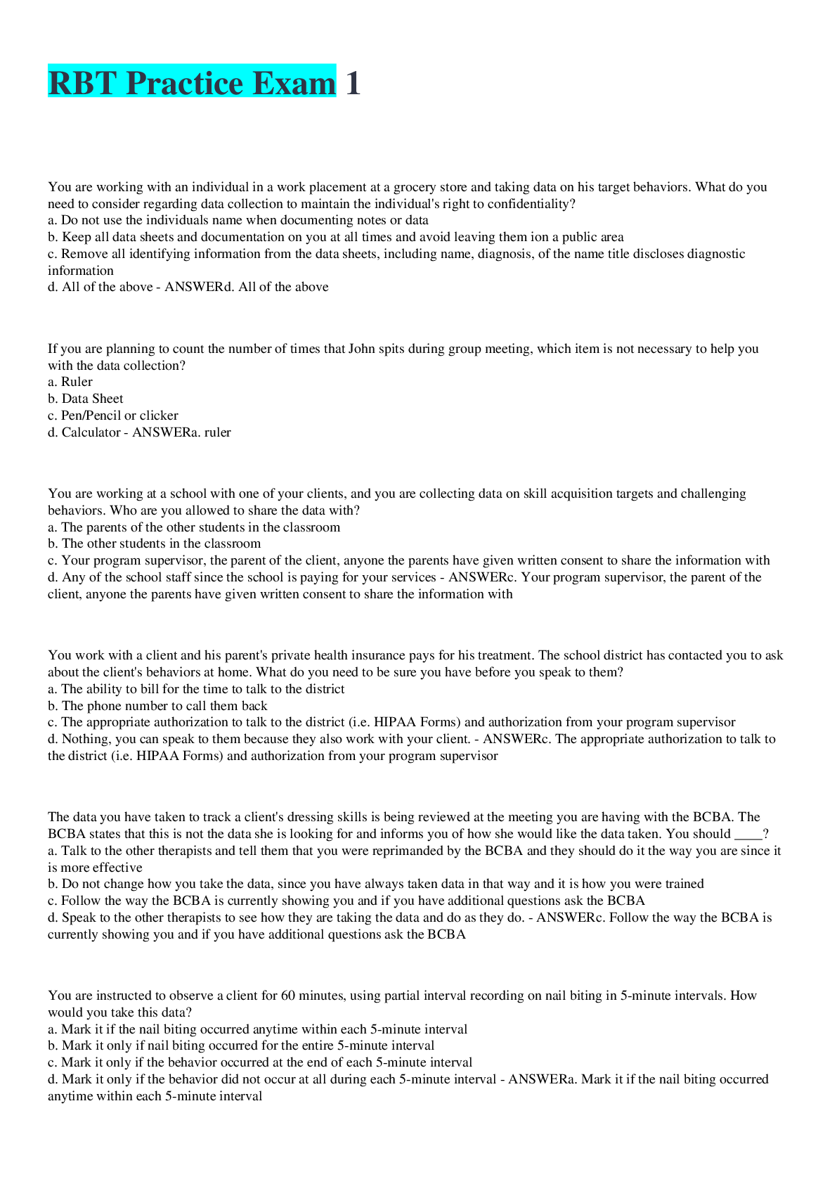 RBT Practice Exam1 2022/2023 - Scholarfriends