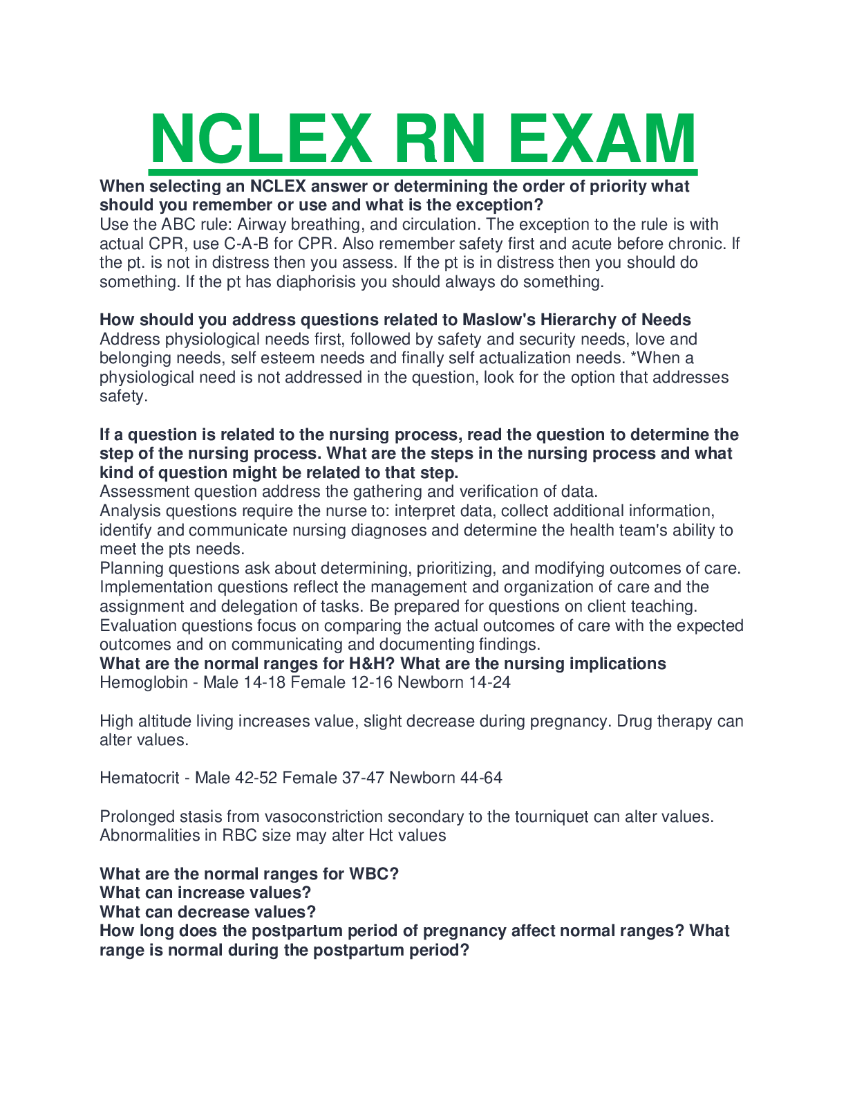 NCLEX RN EXAM REVIEW QUESTIONS AND ANSWERS COMPLETE GUIDE SOLITION ...