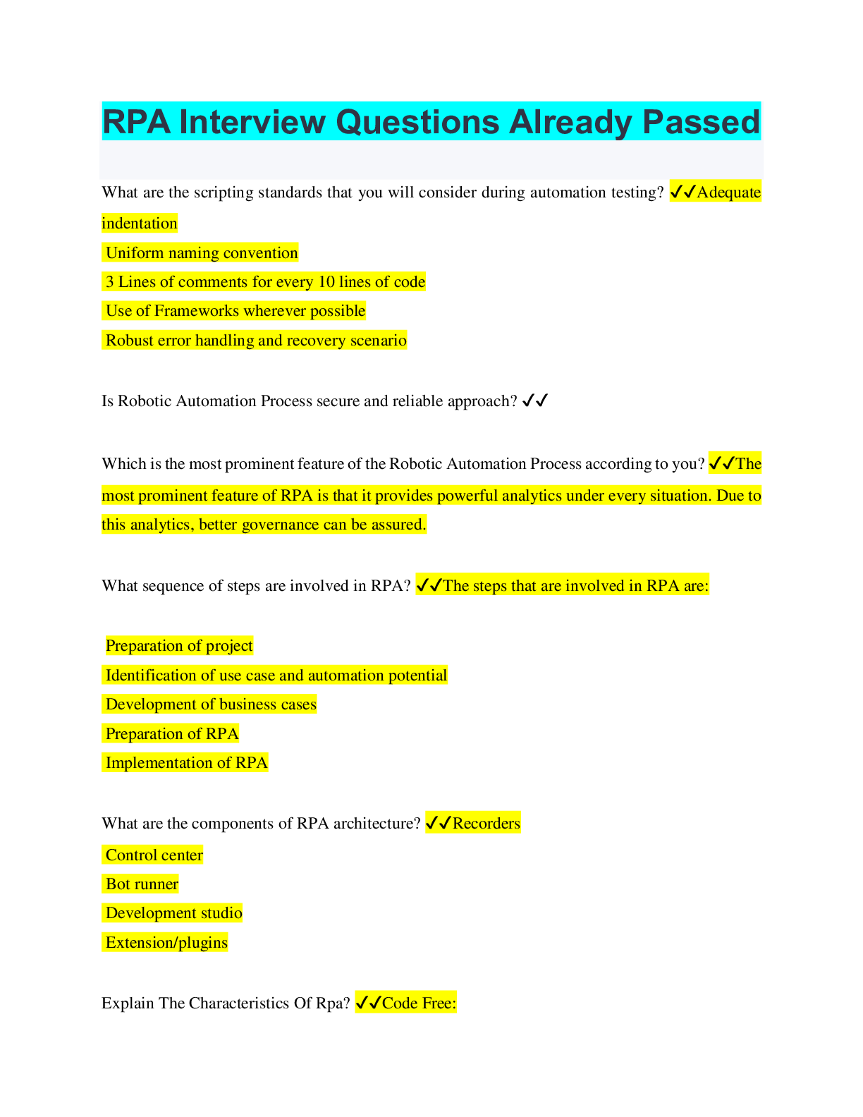 RPA Interview Questions Already Passed - Scholarfriends