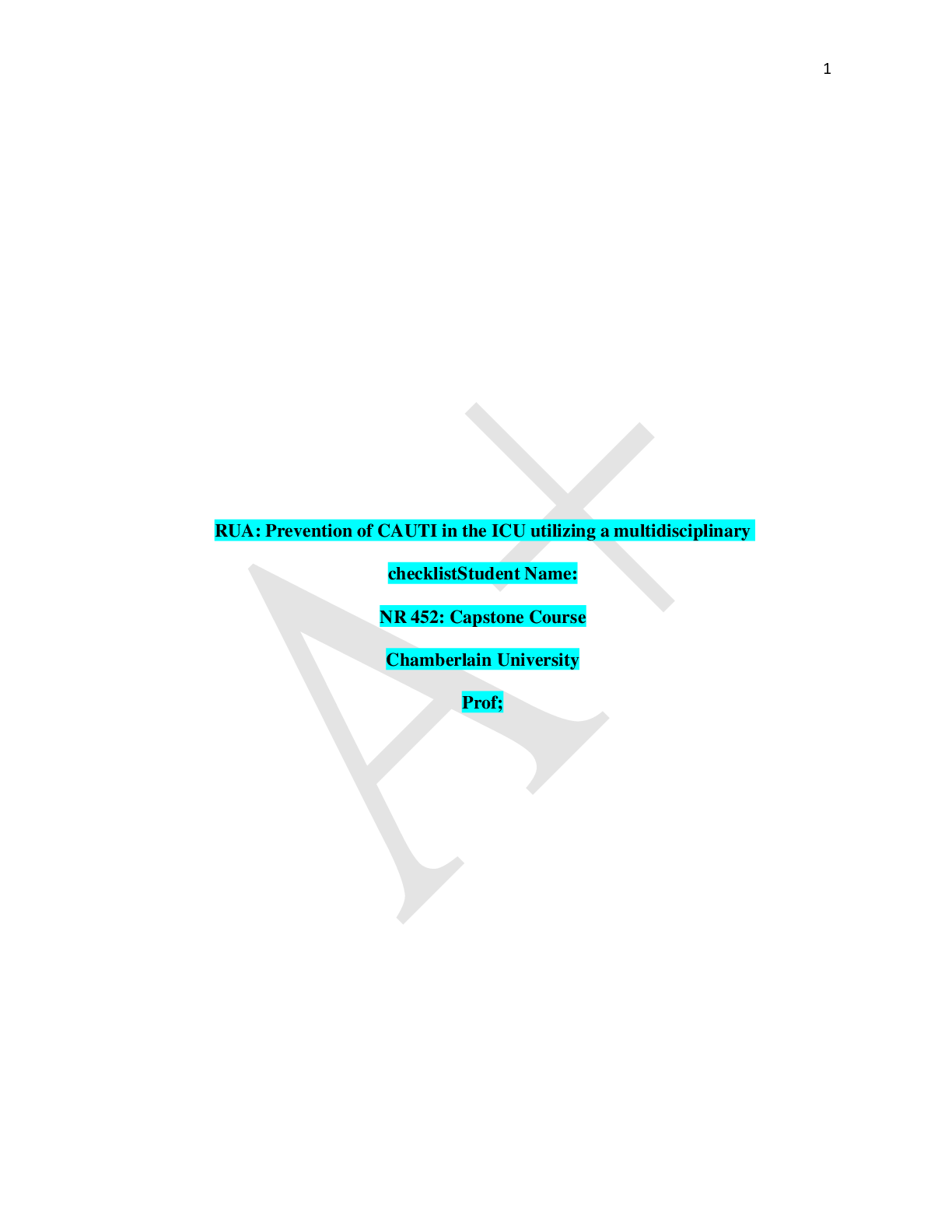 NR 452 RUA Capstone Evidence Based Paper, Latest 2020/21 - Scholarfriends