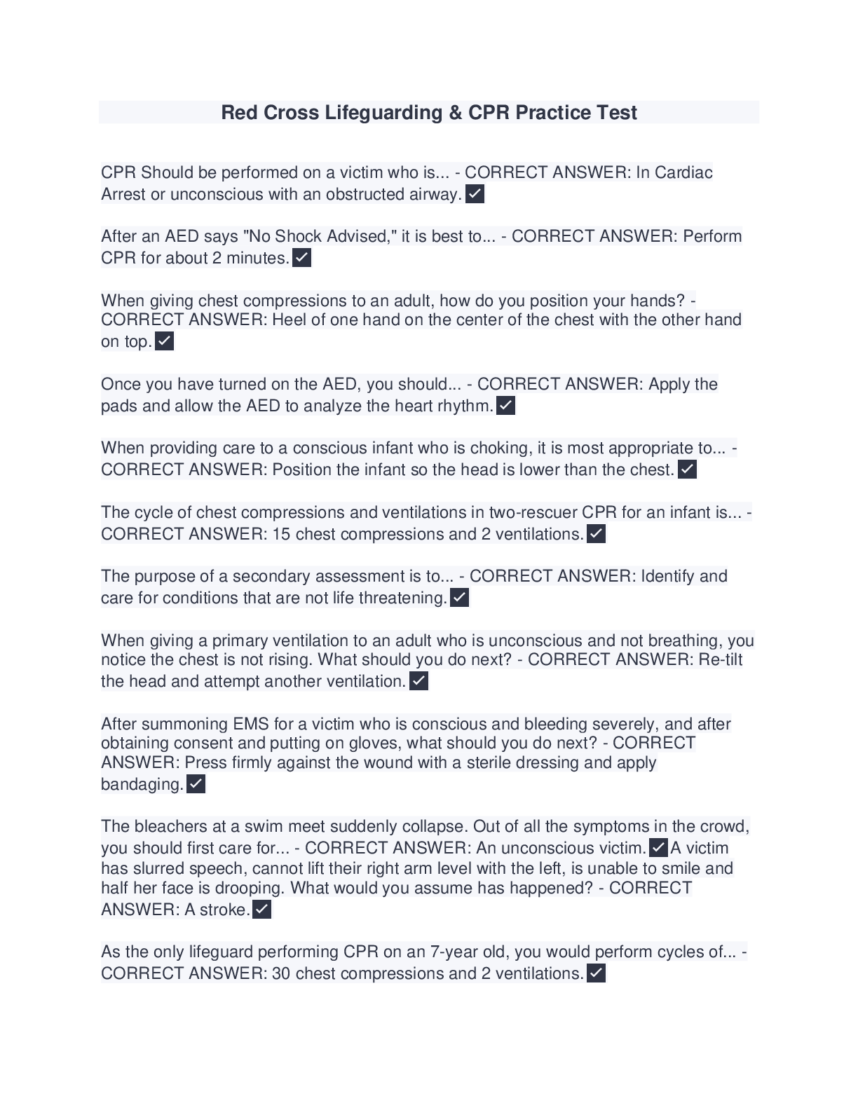 Red Cross Lifeguarding & CPR Practice Test - Scholarfriends