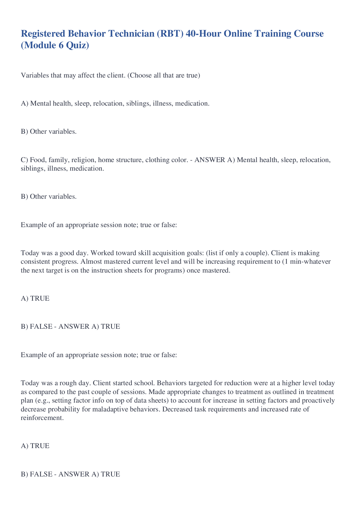 Registered Behavior Technician (RBT) 40-Hour Online Training Course ...