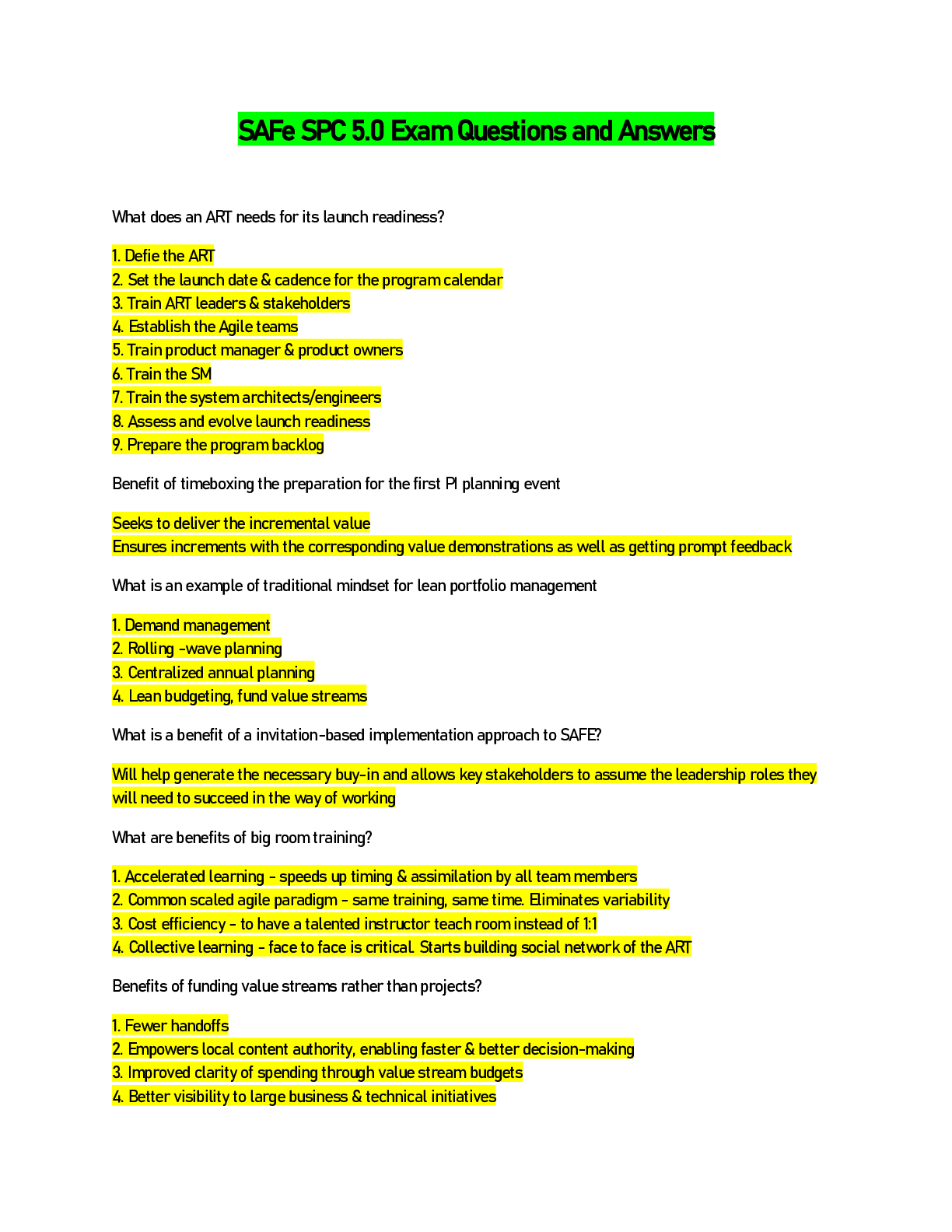 SAFe SPC 5.0 Exam Questions and Answers - Scholarfriends