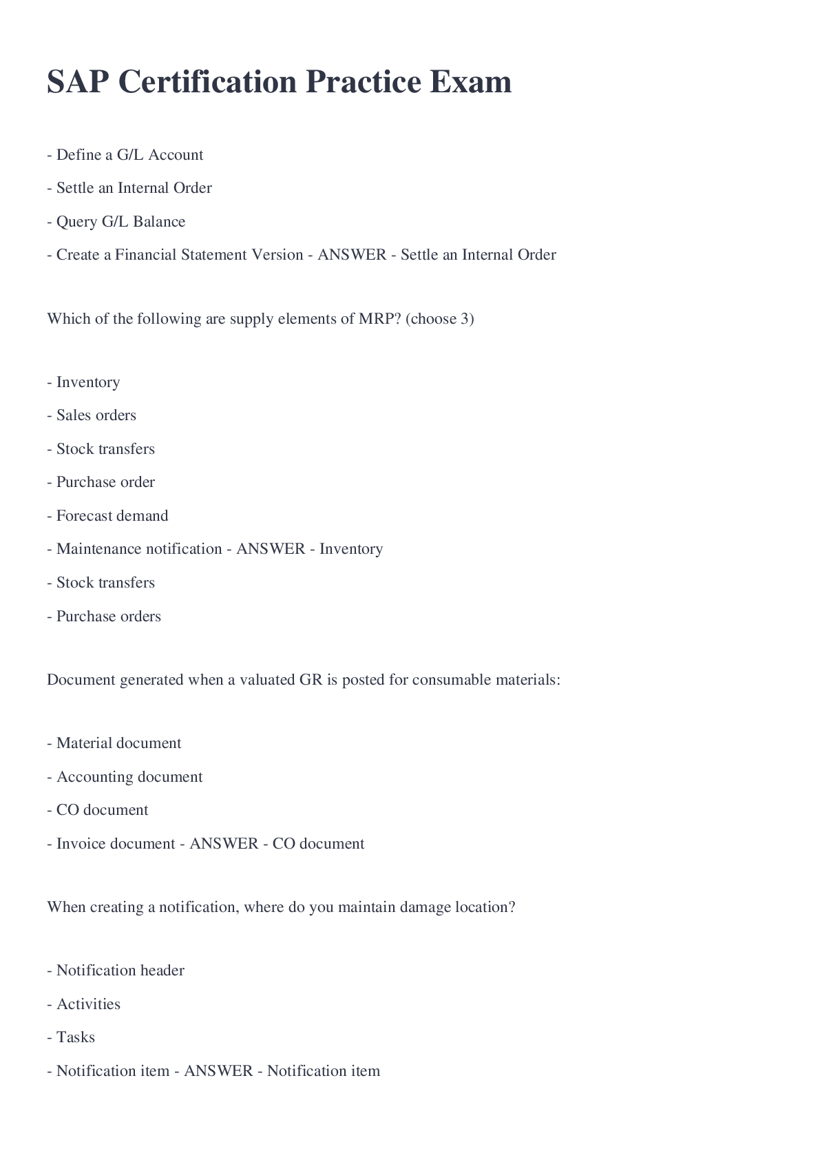 SAP Certification Practice Exam - Scholarfriends