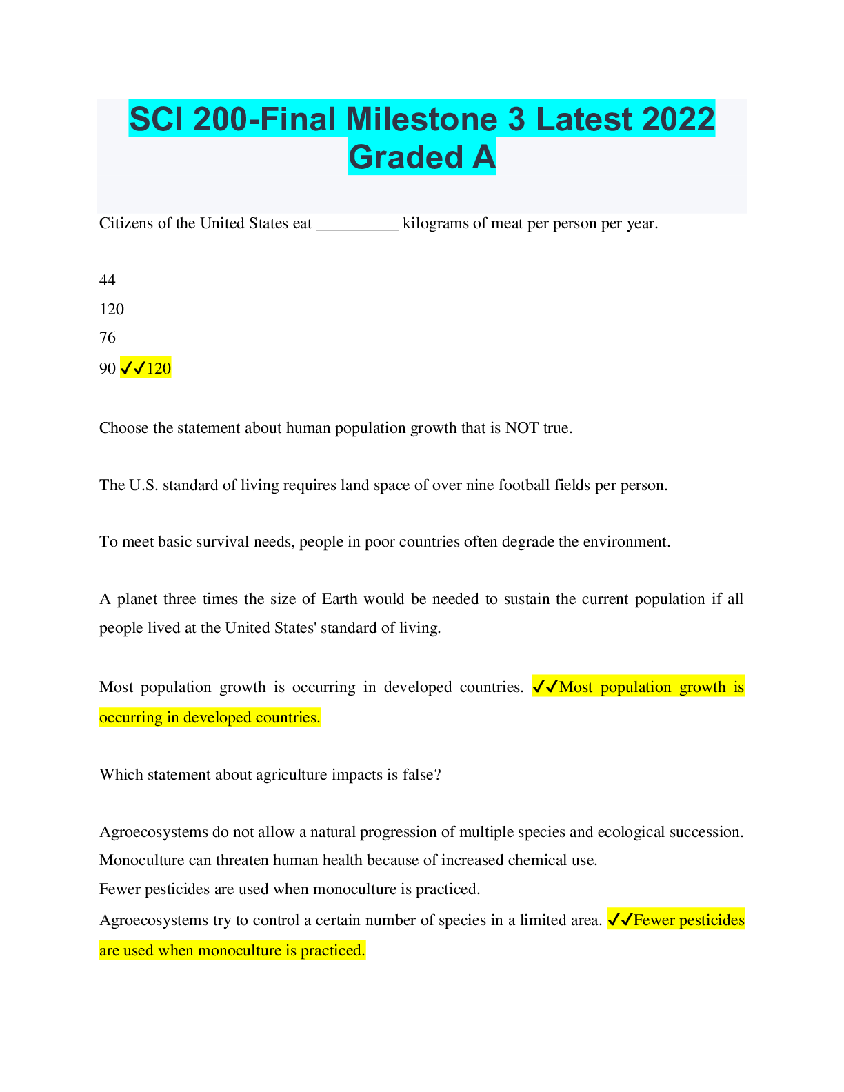 SCI 200-Final Milestone 3 Latest 2022 Graded A - Scholarfriends
