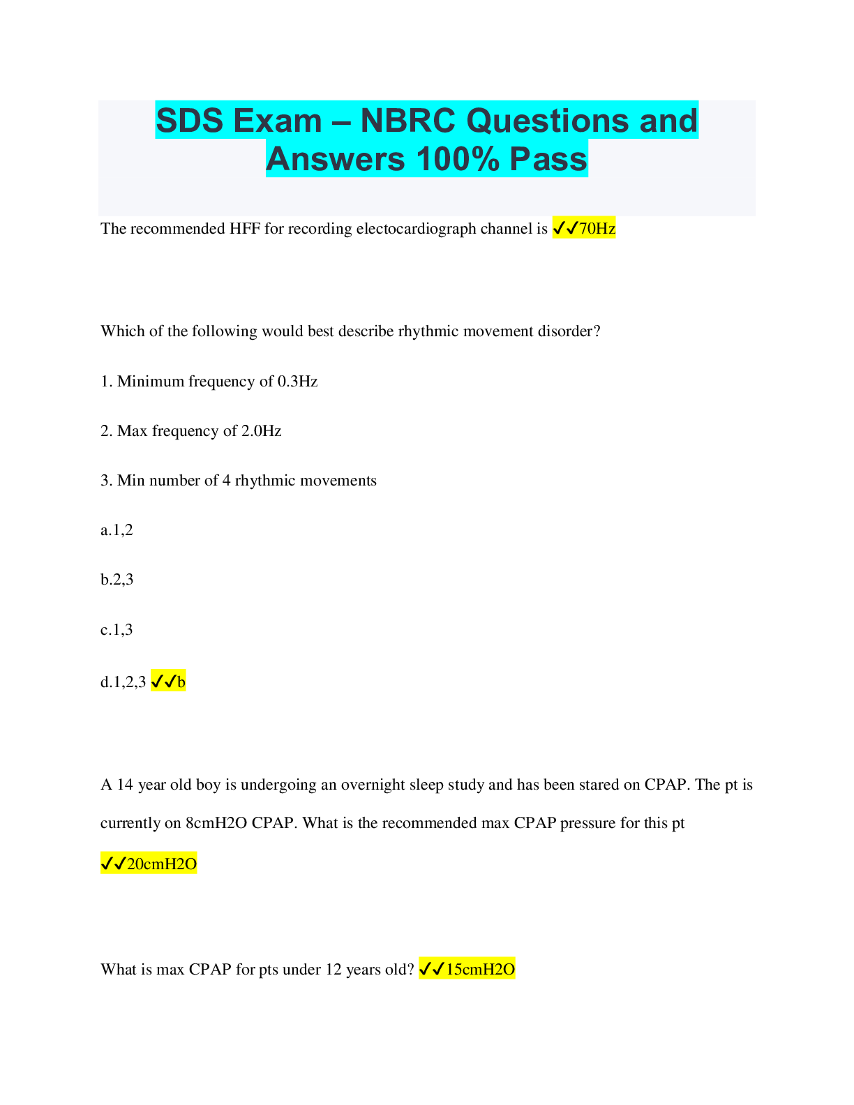 SDS Exam – NBRC Questions and Answers 100% Pass - Scholarfriends
