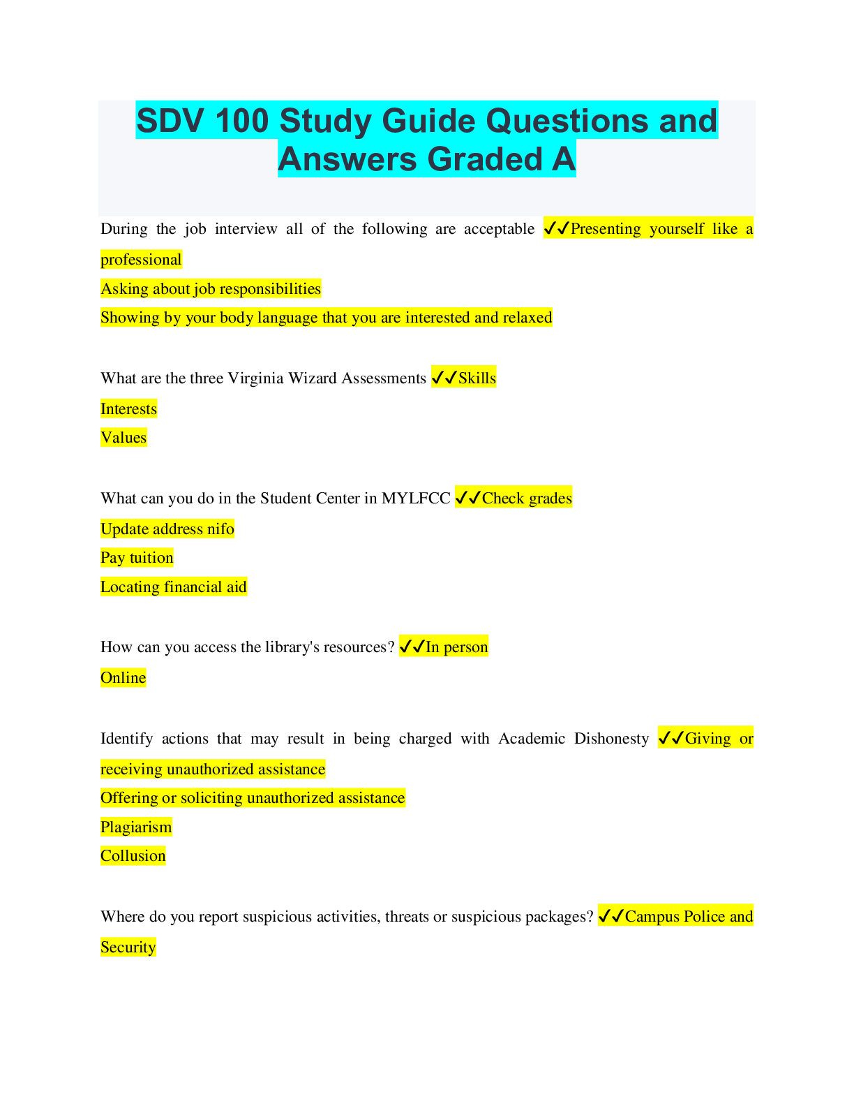 SDV 100 Study Guide Questions and Answers Graded A – Scholarfriends ...