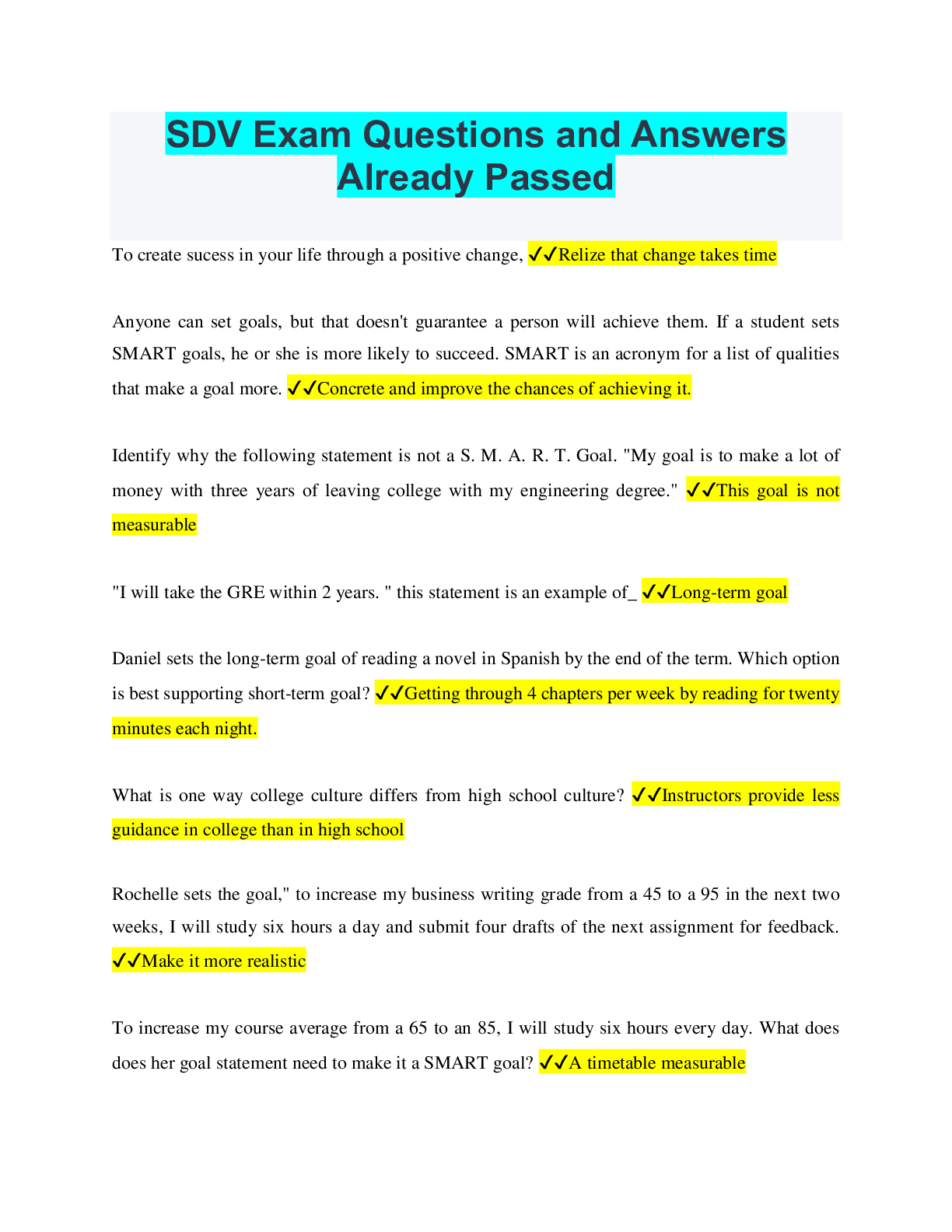 SDV Exam Questions and Answers Already Passed - Scholarfriends