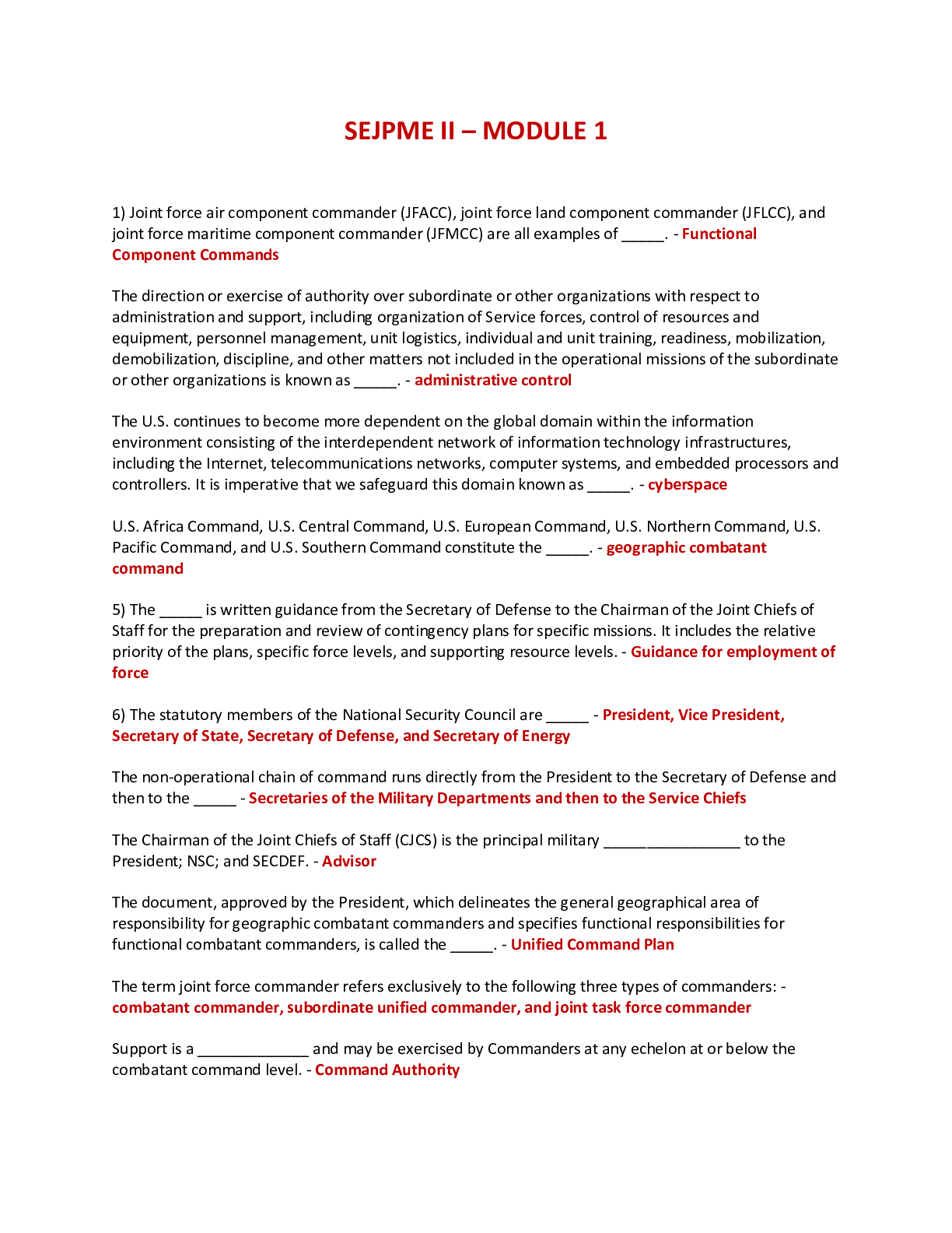 SEJPME II – MODULE 1 - MODULE 24 BUNDLE - AMERICAN MILITARY UNIVERSITY ...