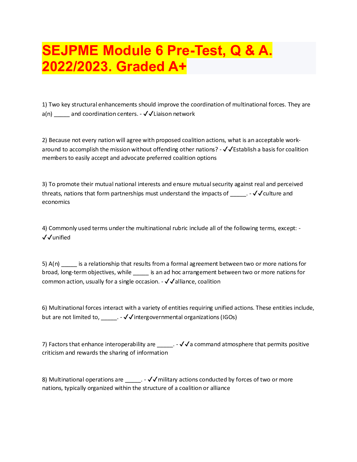 SEJPME Module 6 Pre-Test, Q & A. 2022/2023. Graded A+ – Scholarfriends ...