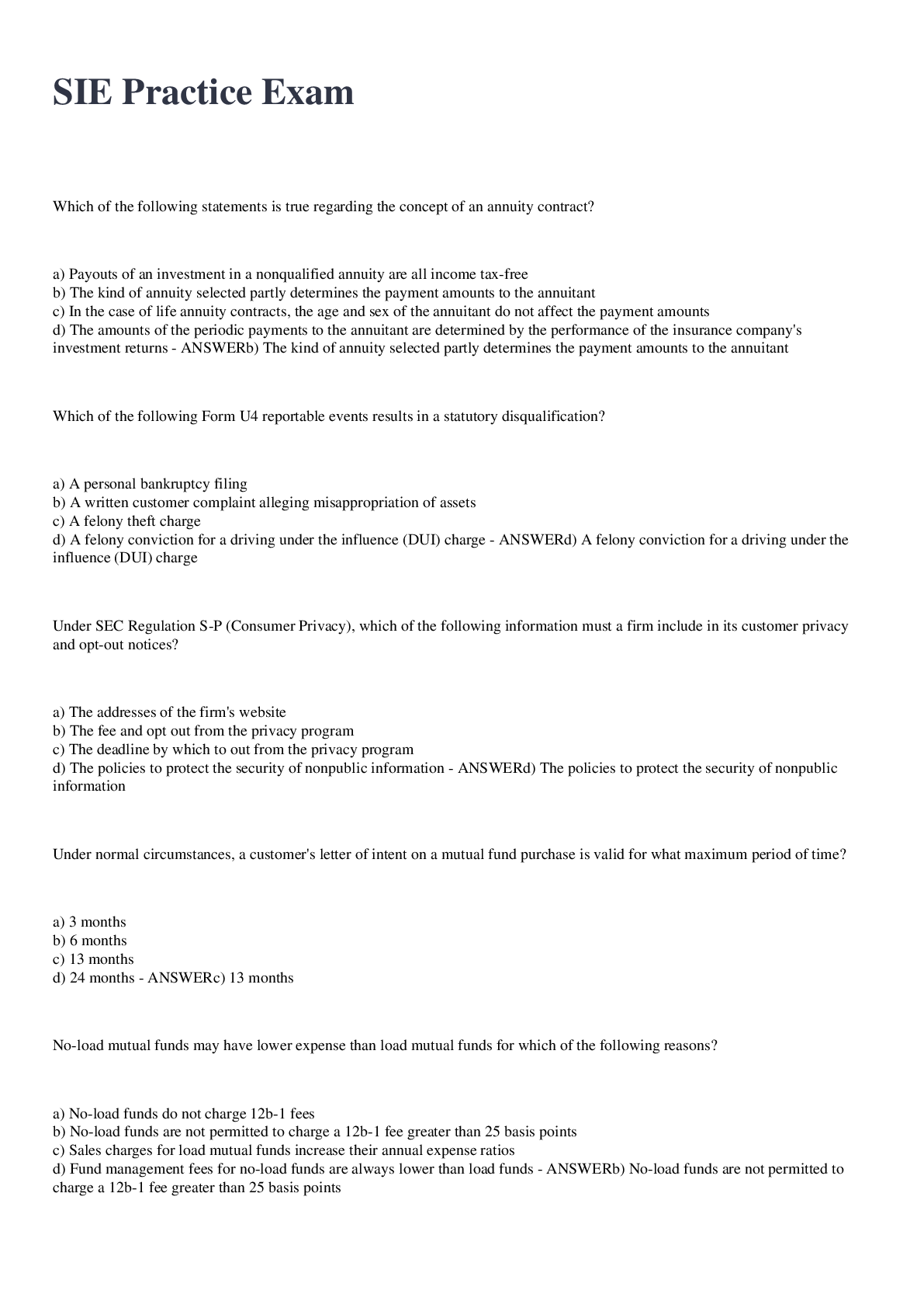 SIE Practice Exam 2022/2023 - Scholarfriends