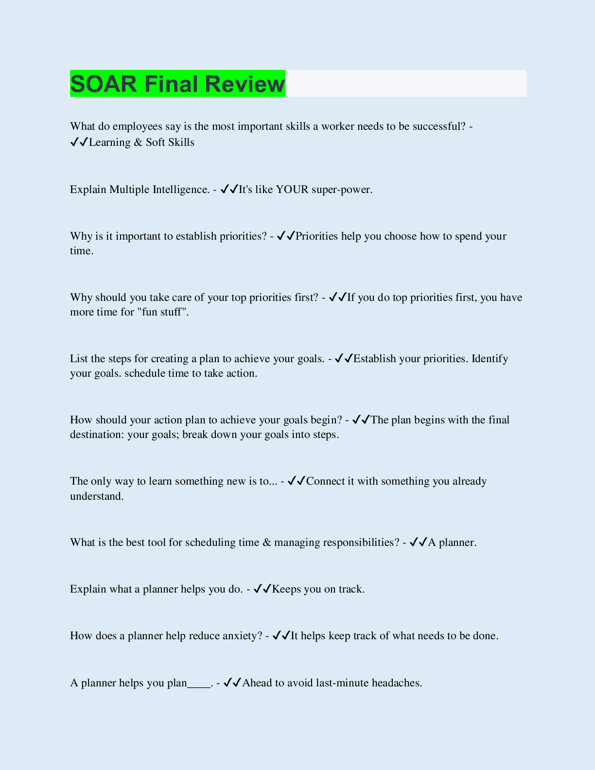 SOAR Final Review - Scholarfriends