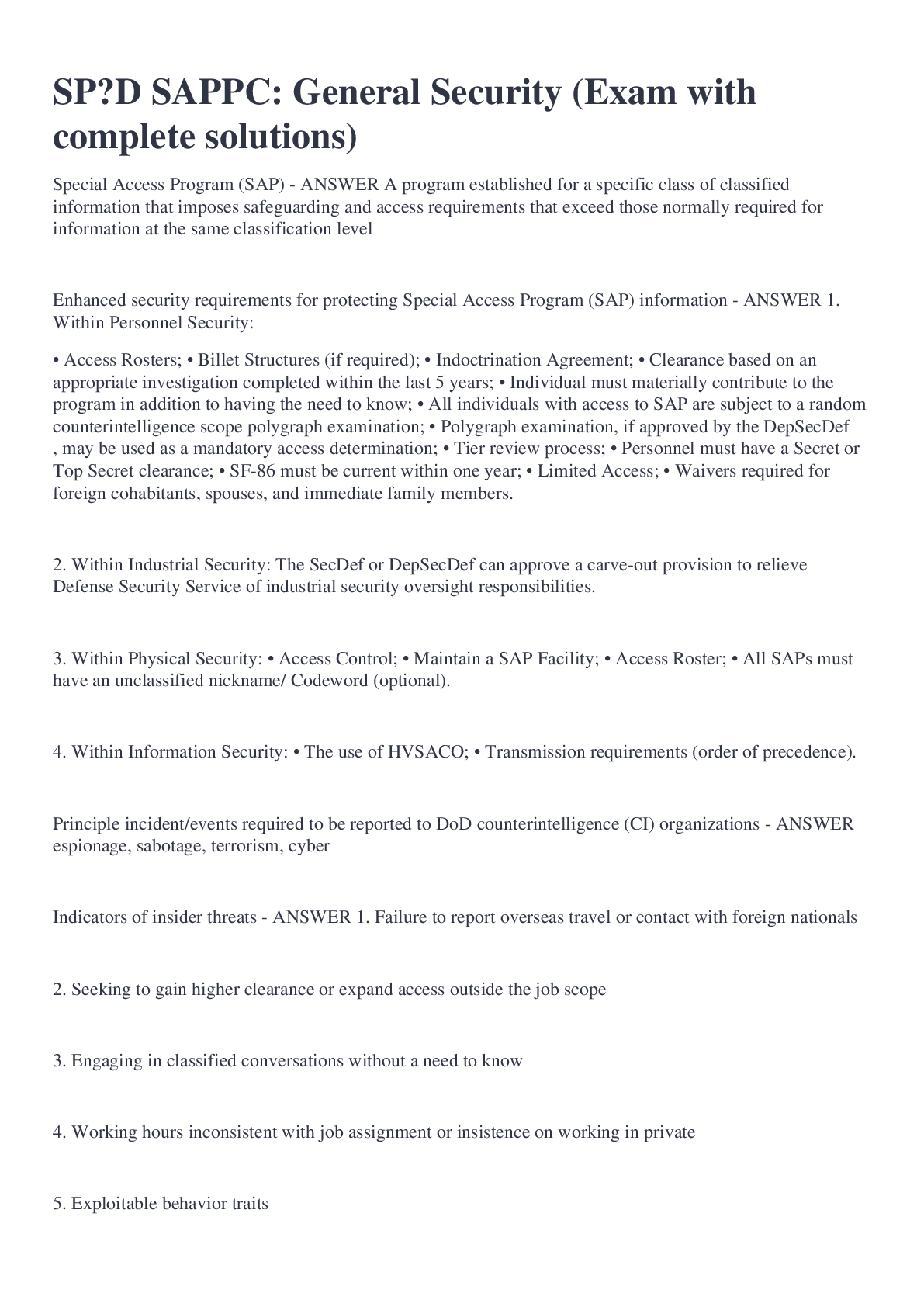 SPēD SAPPC: General Security questions with complete solutions ...
