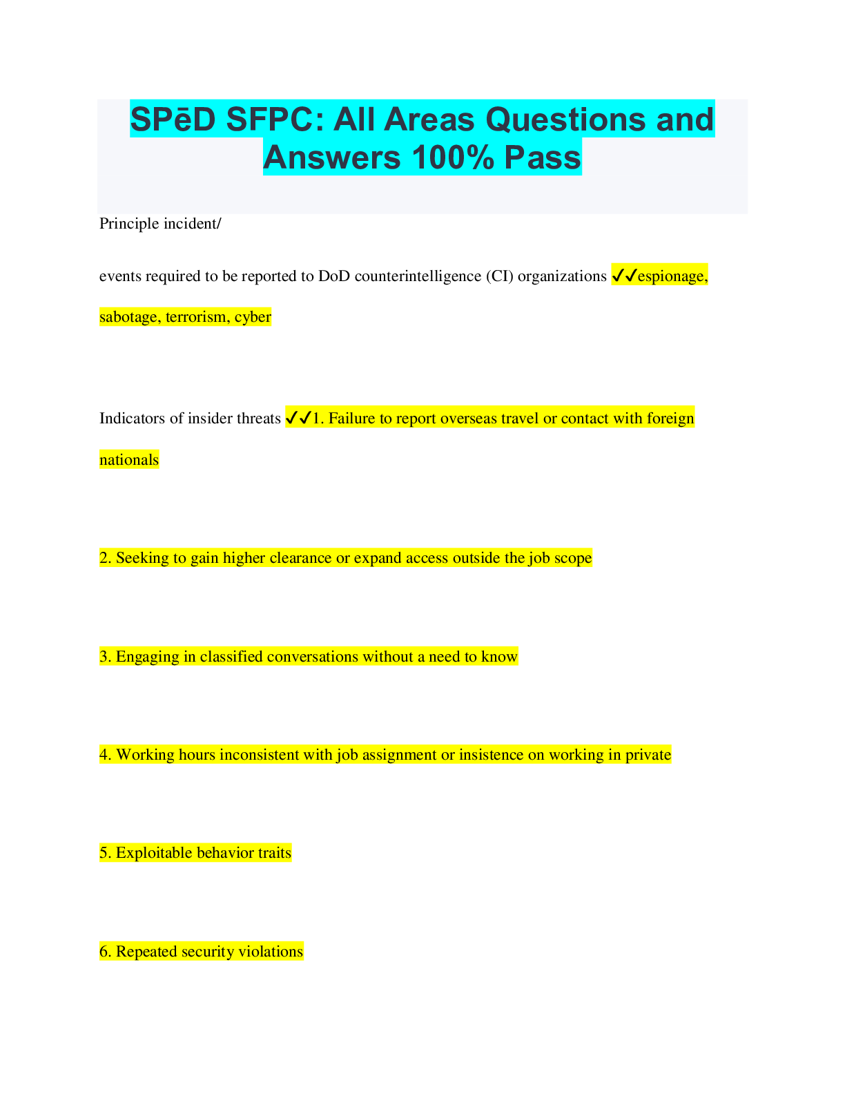 SPēD SFPC: All Areas Questions and Answers 100% Pass - Scholarfriends