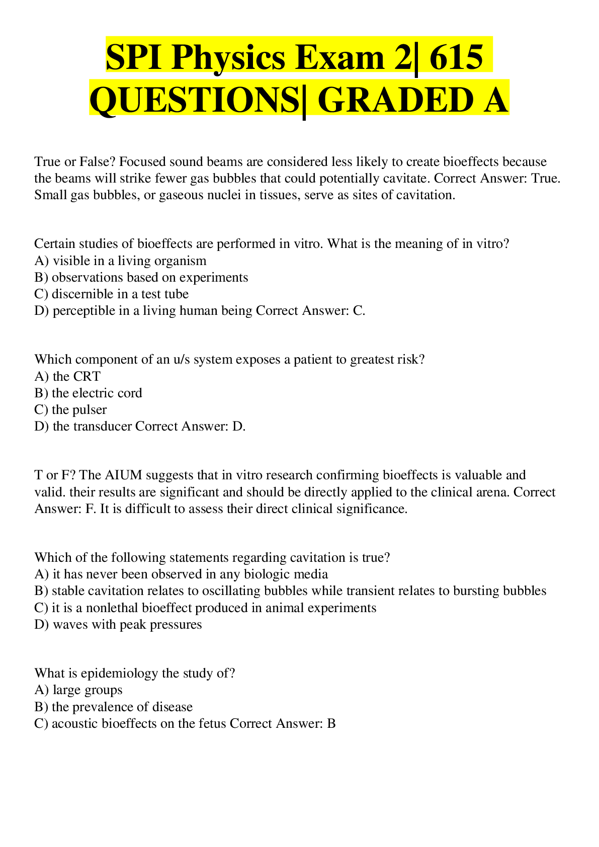 SPI Physics Exam 2| 615 QUESTIONS| GRADED A - Scholarfriends