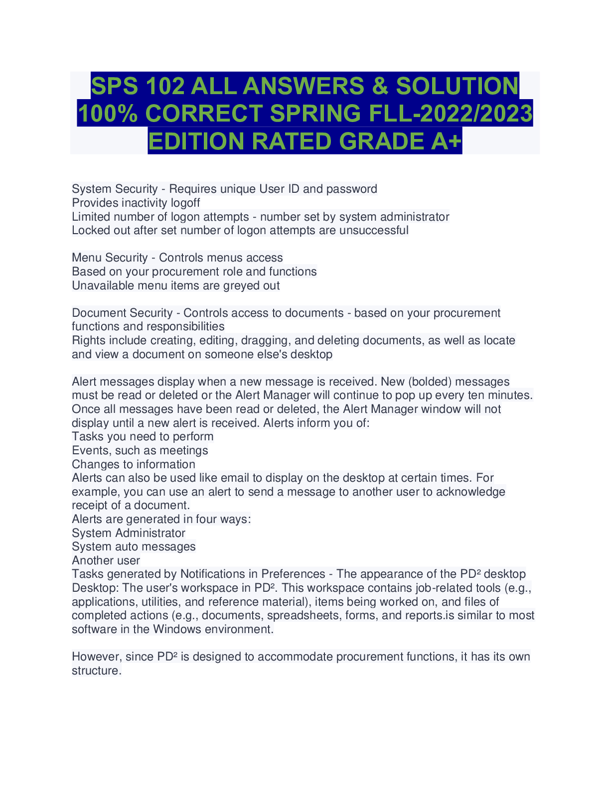 SPS 102 ALL ANSWERS & SOLUTION 100% CORRECT SPRING FLL-2022/2023 ...