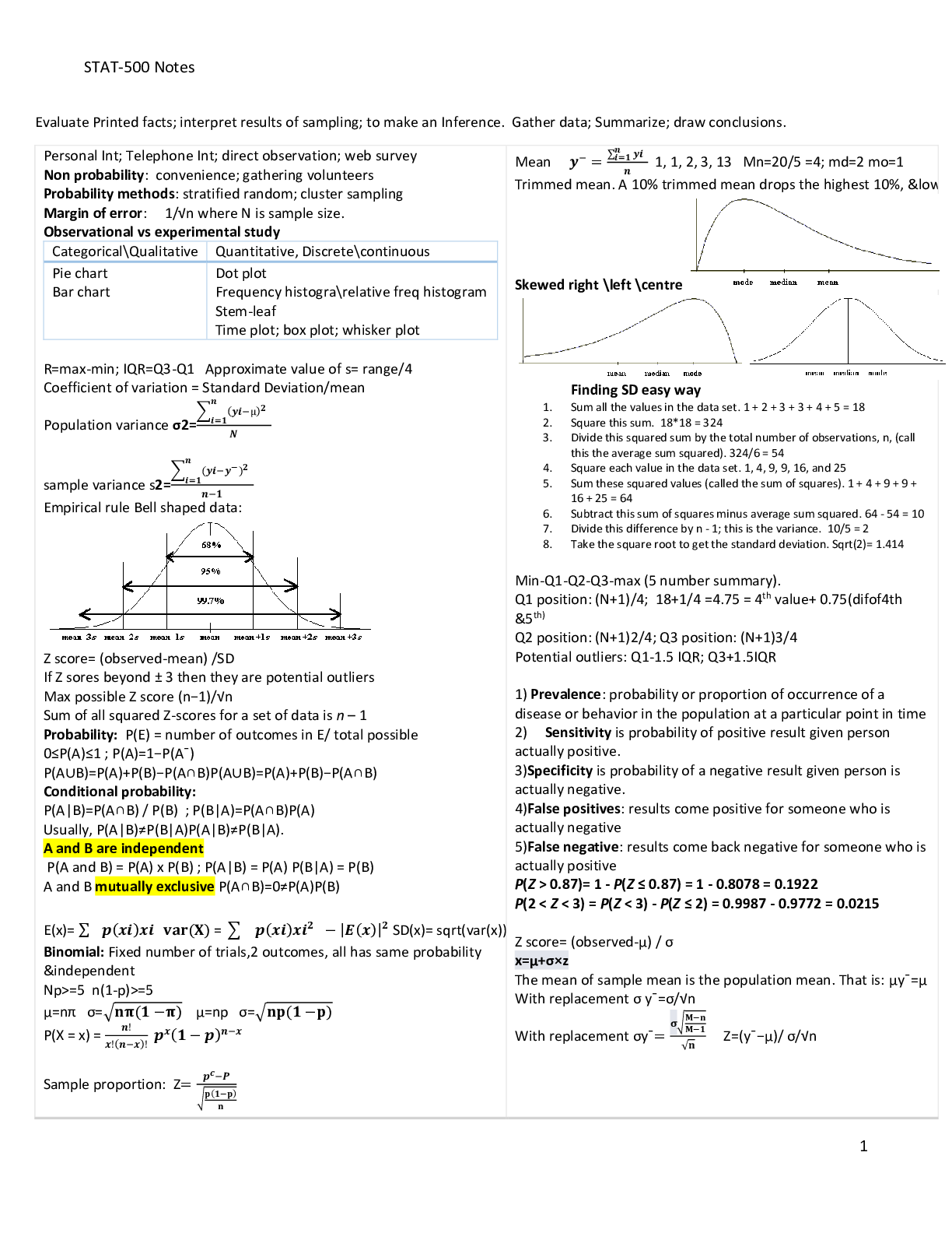 STAT 500 FINAL EXAM NOTES - Scholarfriends