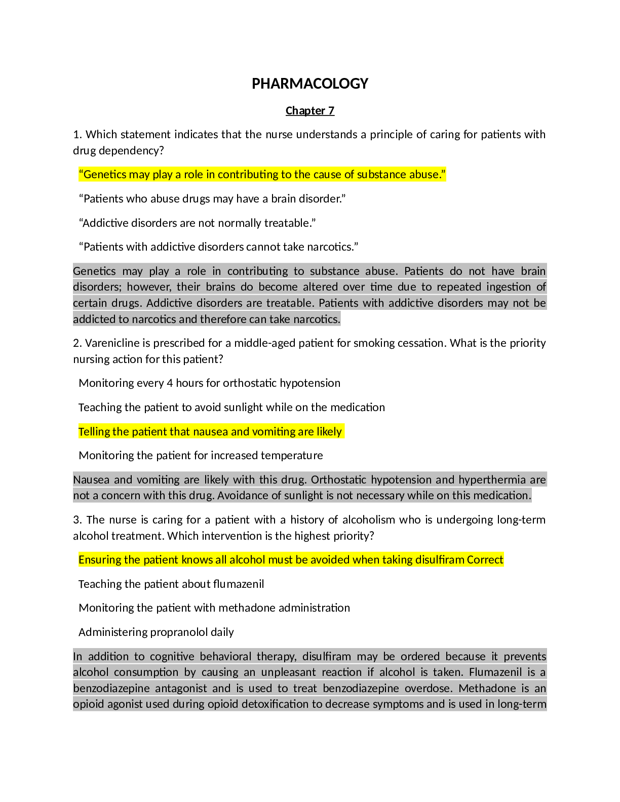 PHARMACOLOGY (Questions and Detailed Answers 100% complete 2021 ...