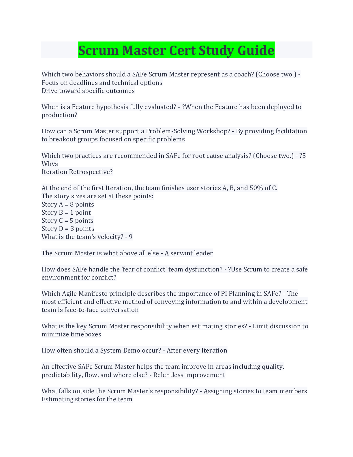 Scrum Master Cert Study Guide Latest Update - Scholarfriends