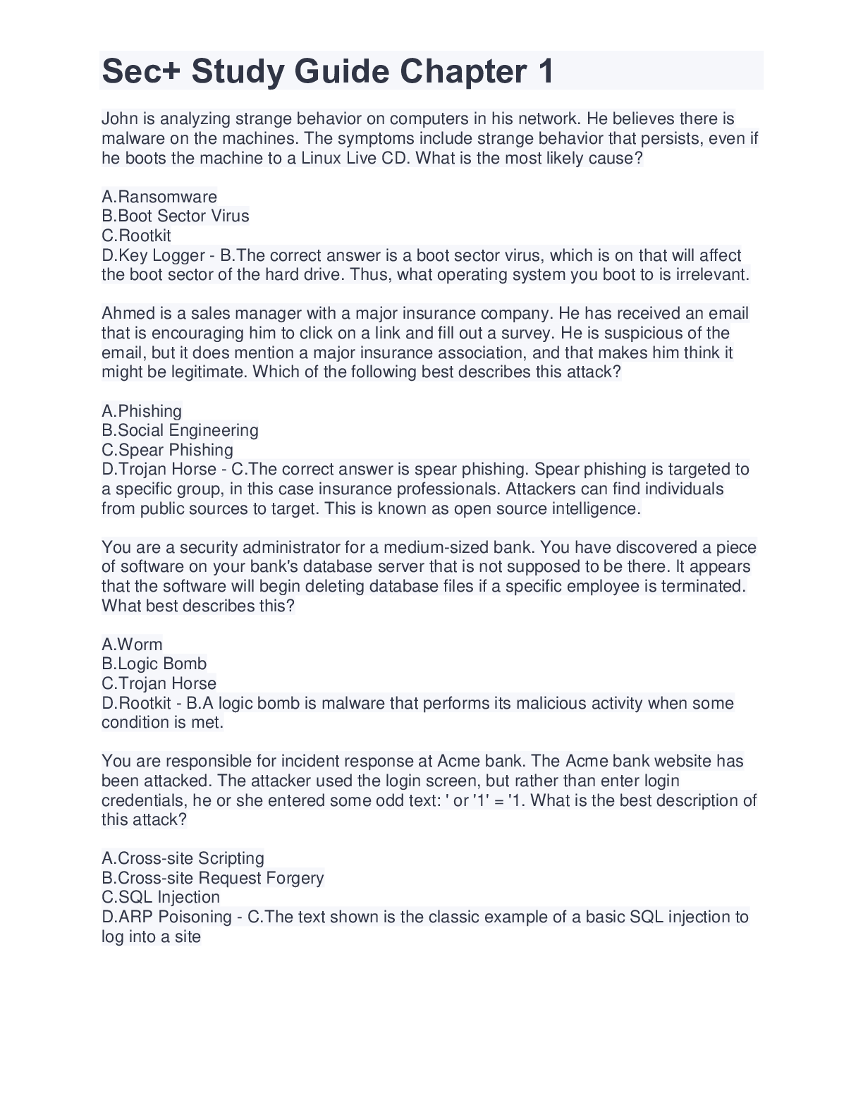 Sec+ Study Guide Chapter 1 - Scholarfriends