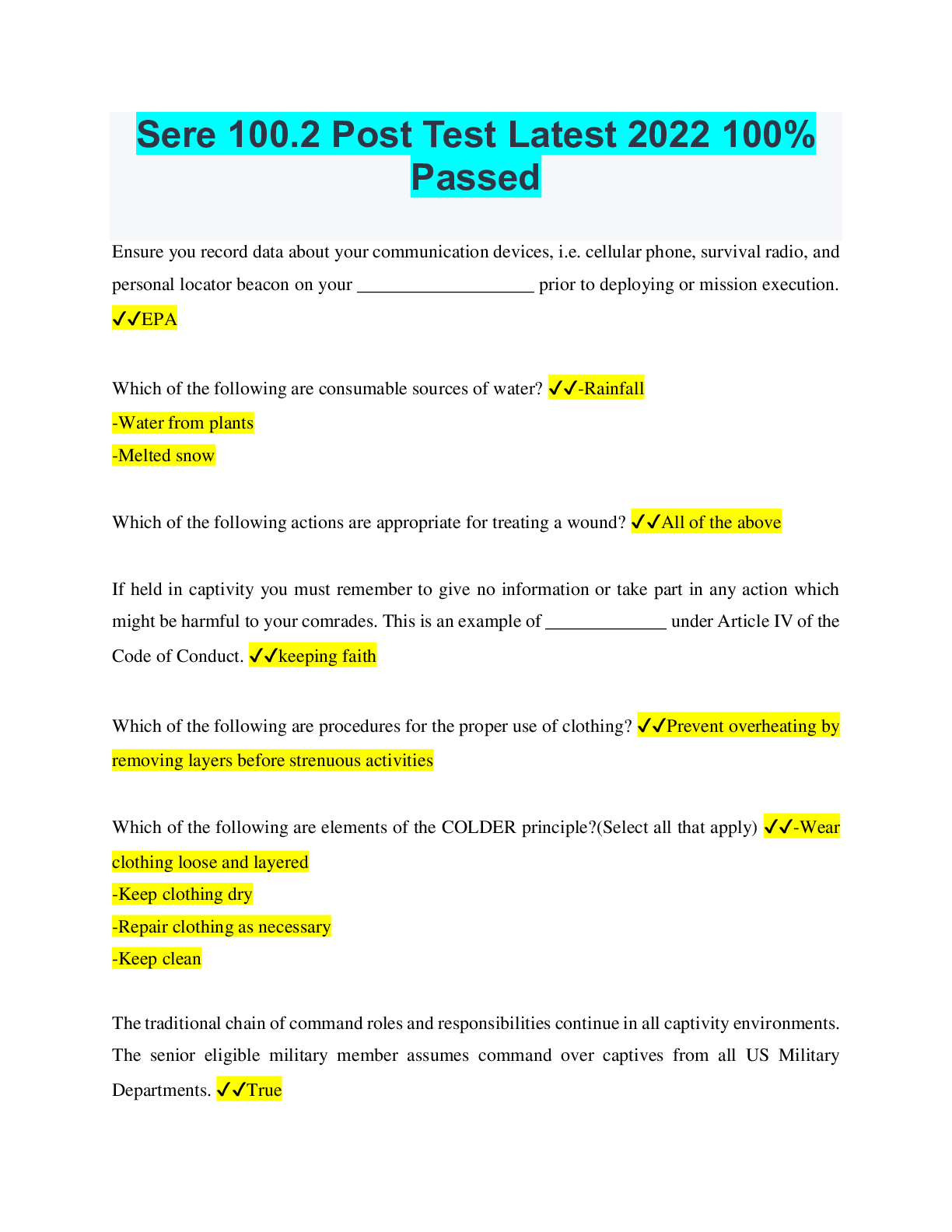 Sere 100.2 Post Test Latest 2022 100% Passed – Scholarfriends ...