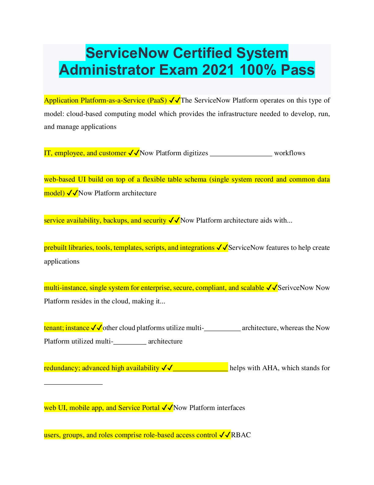 ServiceNow Certified System Administrator Exam 2021 100% Pass ...