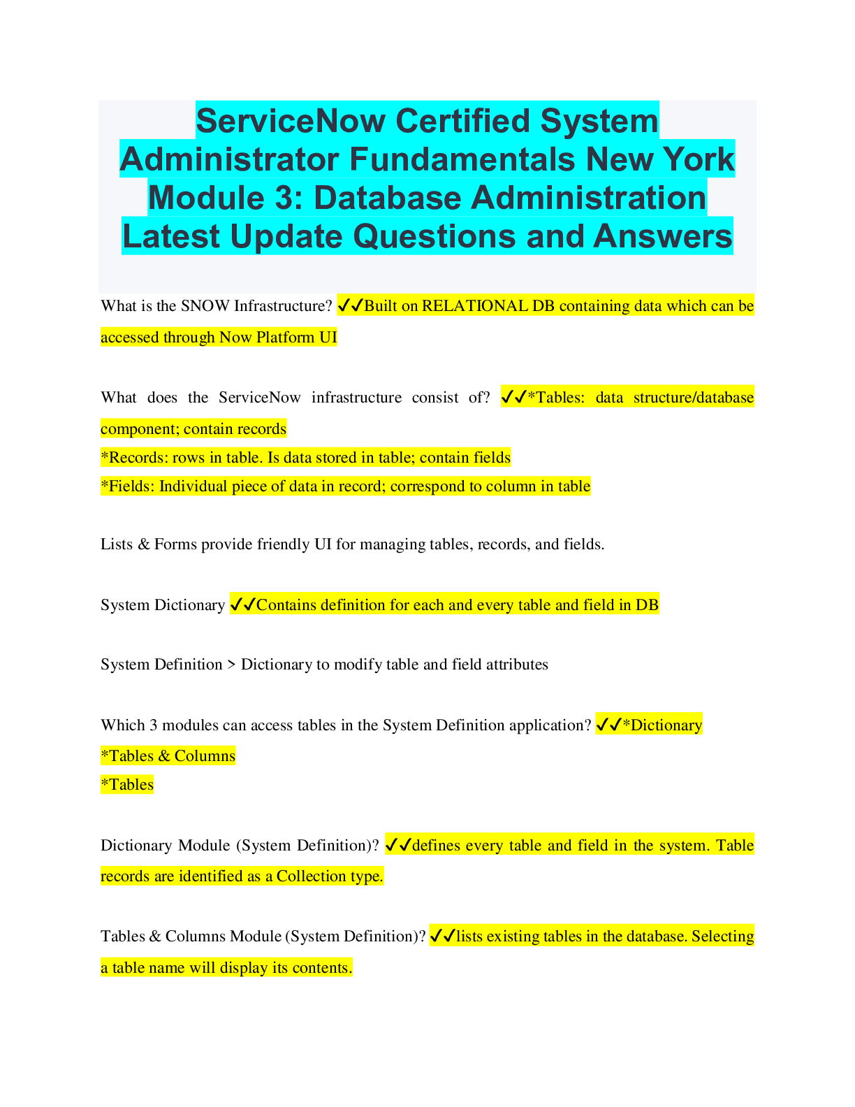 ServiceNow Certified System Administrator Fundamentals New York Module ...
