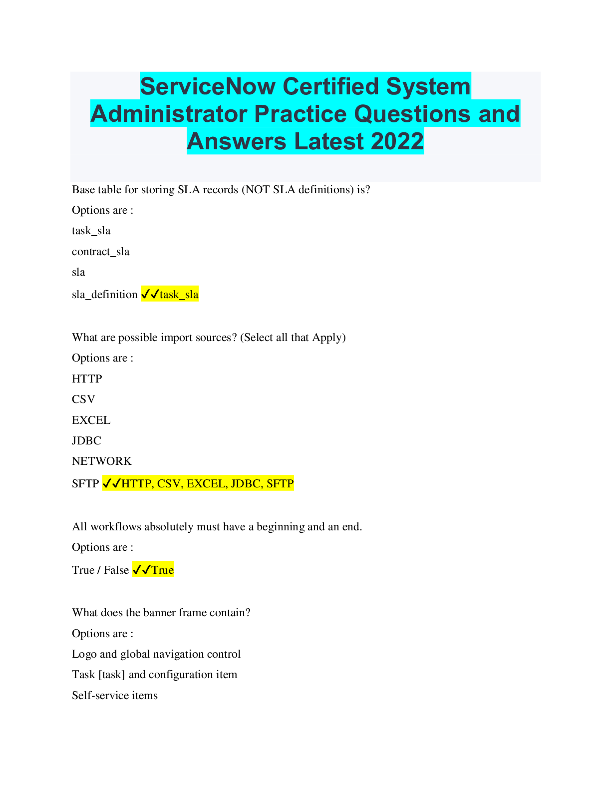 ServiceNow Certified System Administrator Practice Questions and ...
