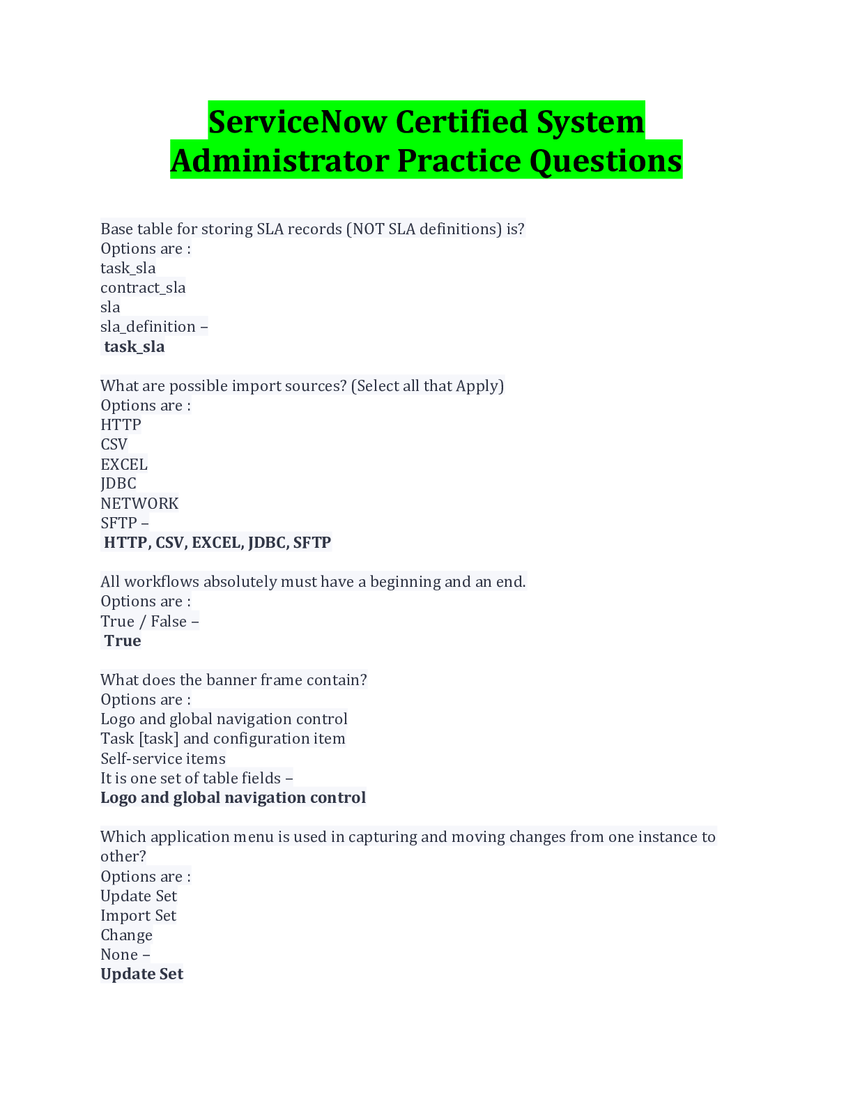 ServiceNow Certified System Administrator Practice Questions 2022/2023 ...