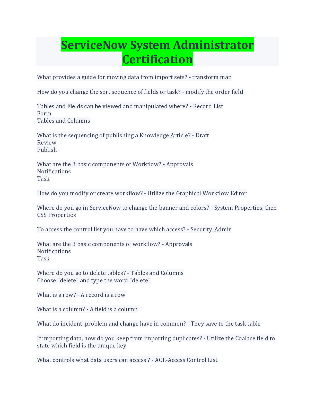 ServiceNow System Administrator Certification Questions And Answers ...