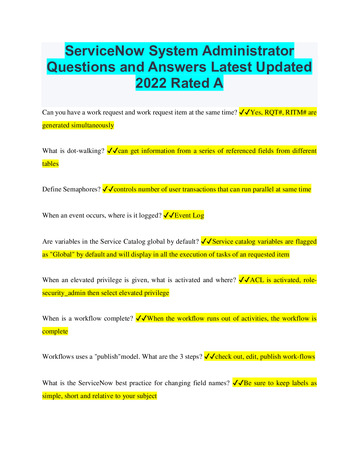 ServiceNow System Administrator Questions and Answers Latest Updated ...