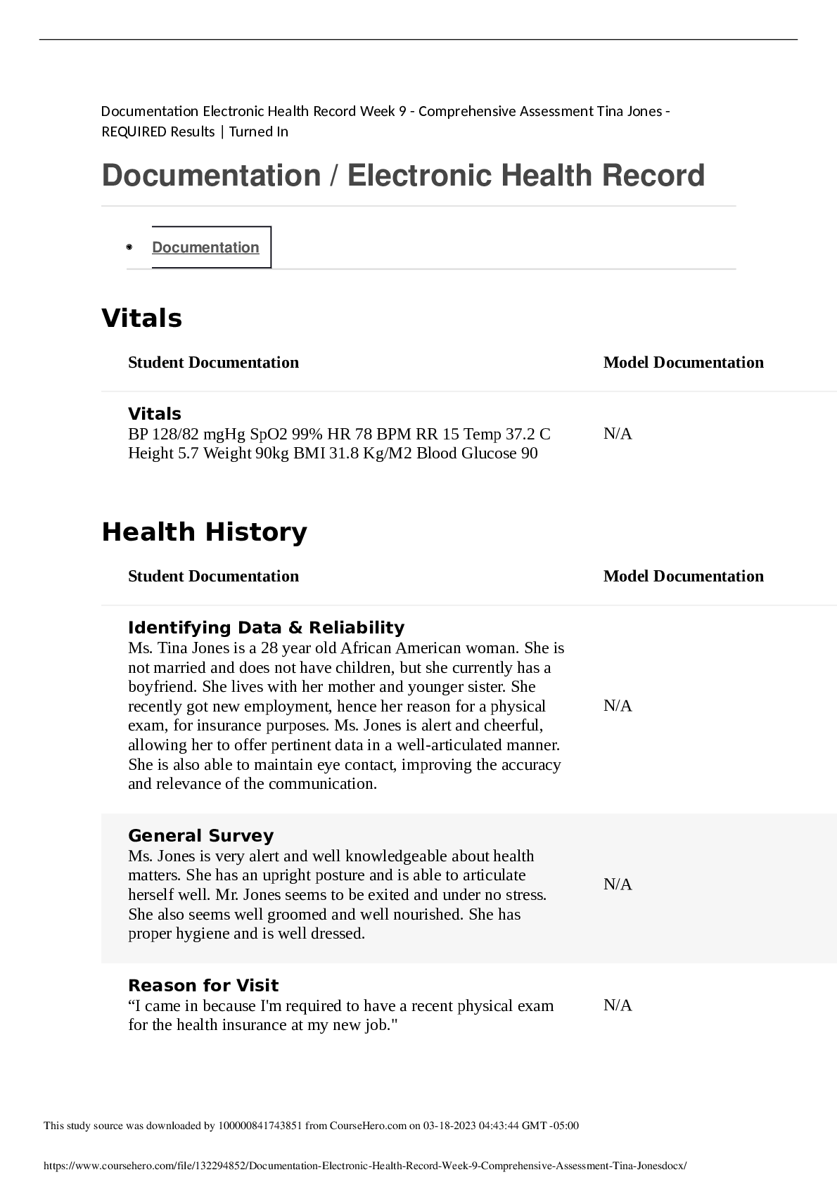 Tanner Bailey Pain Management Shadow Health Focused Exam- Transcript ...