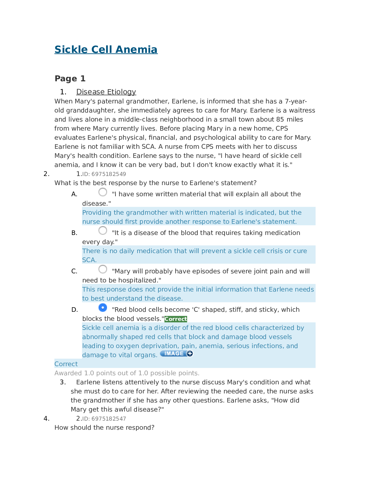 Sickle Cell Anemia HESI Case Study - Scholarfriends