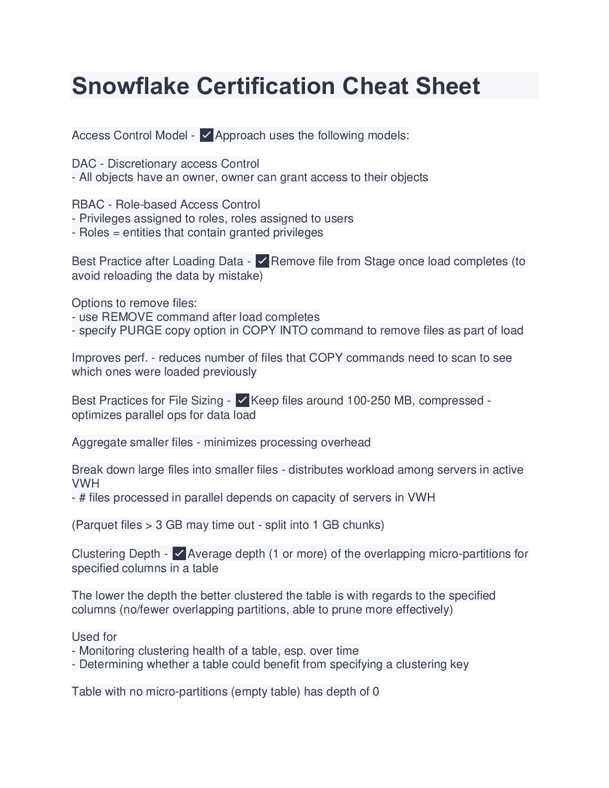 Snowflake Certification Cheat Sheet Exam 2022/2023 - Scholarfriends