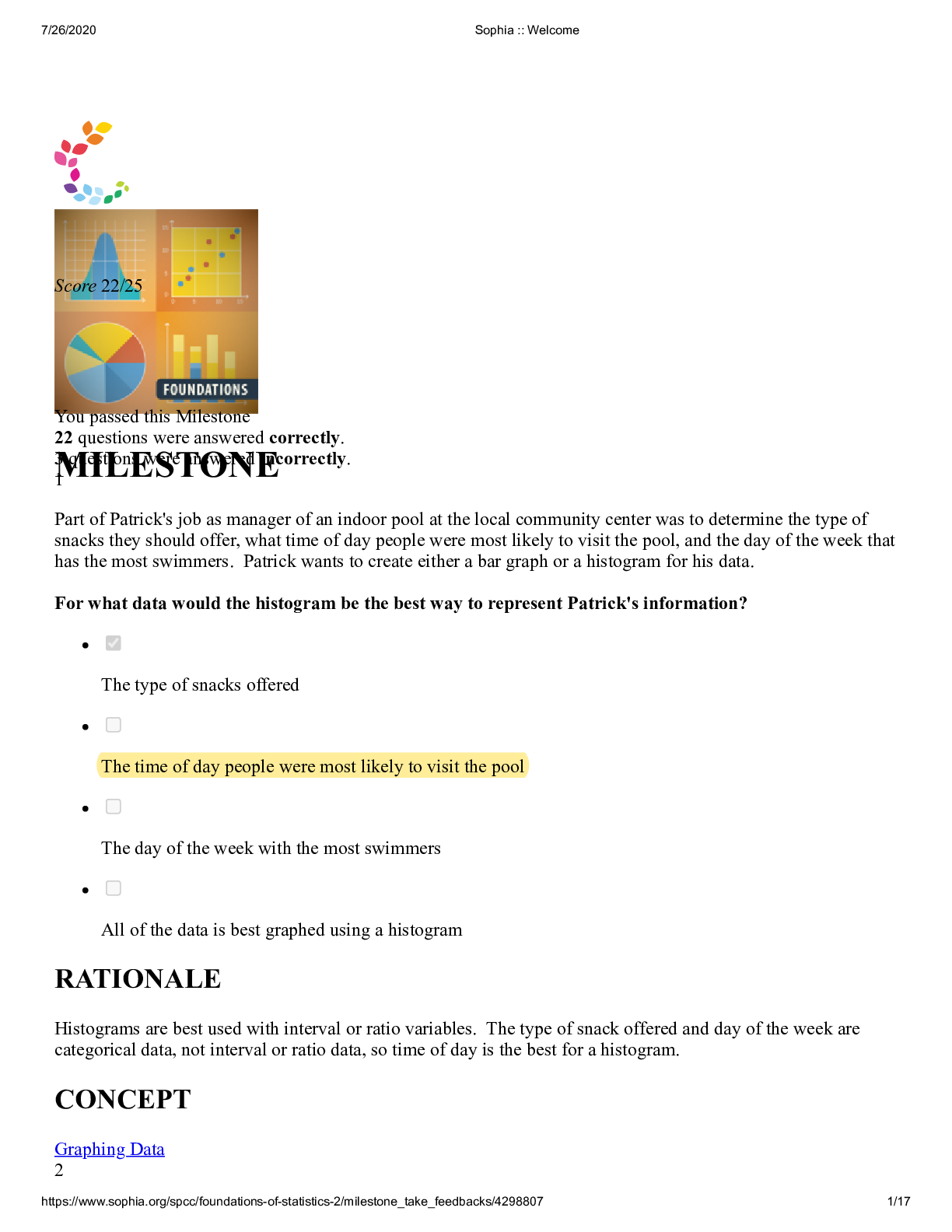 Sophia Learning - Foundation of Statistics - Milestone Study Guide ...